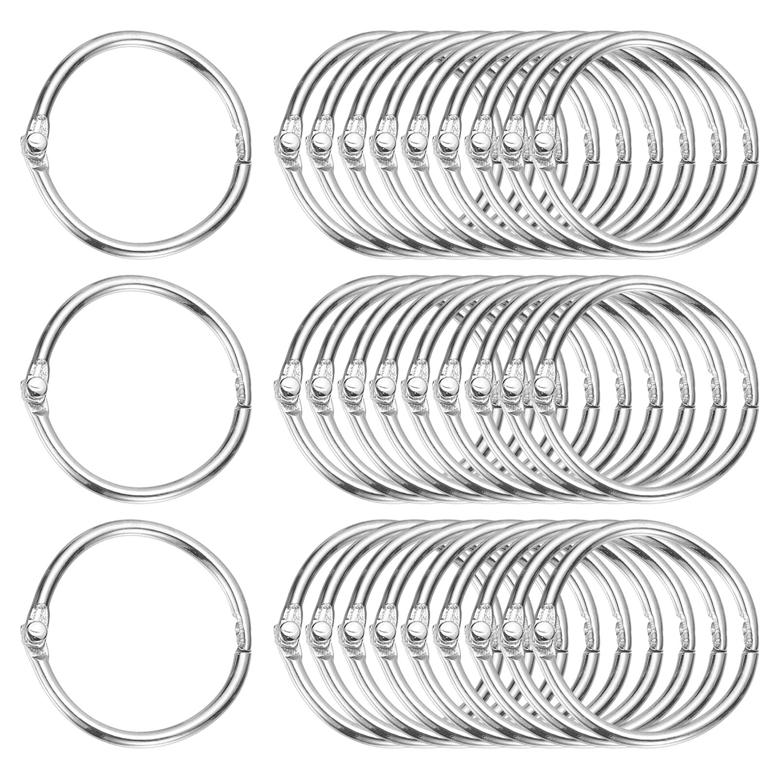 Uxcell 1" x 1.18" Loose Leaf Binder Rings, 60 Pcs Metal Book Rings ...