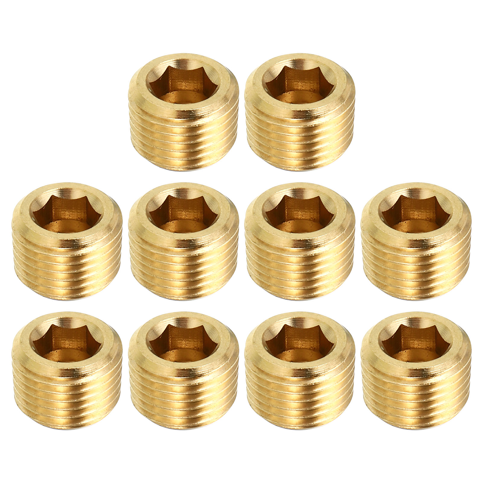 Uxcell 1/8" PT Brass Hex Countersunk Plugs Counter Sunk Internal Hex Thread Socket Pipe Plugs ...