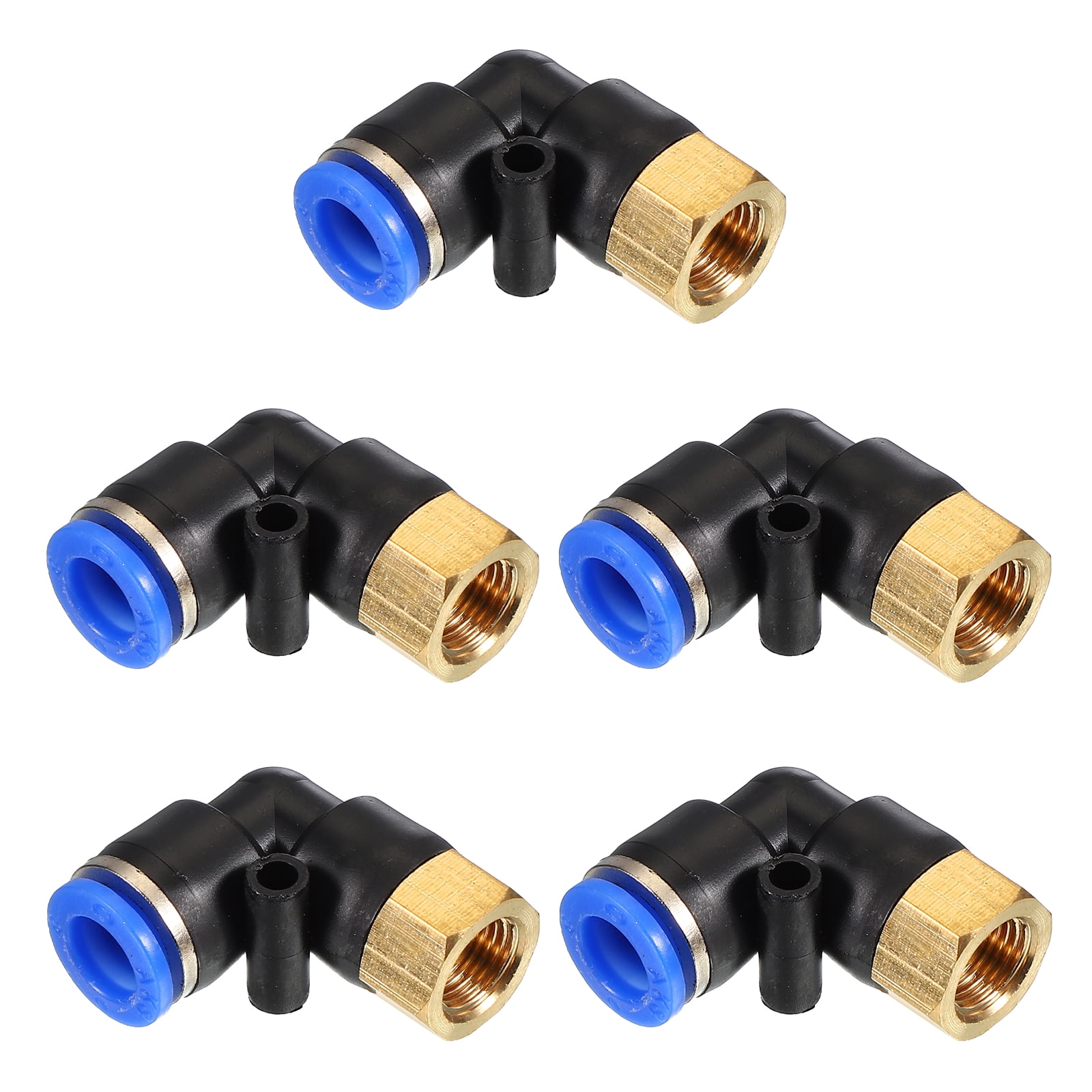 Uxcell 1/8" Push to Connect Fitting 5 Pack PT Female Thread 90 Degree Connect 8mm Tubing Elbow ...