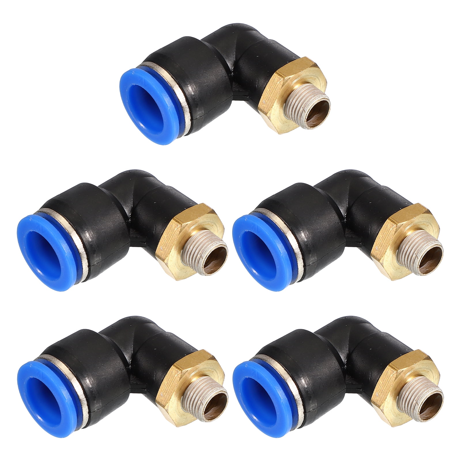 Uxcell 1/8" Push to Connect Fitting 5 Pack PT Male Thread 90 Degree Connect 12mm Tubing Elbow ...
