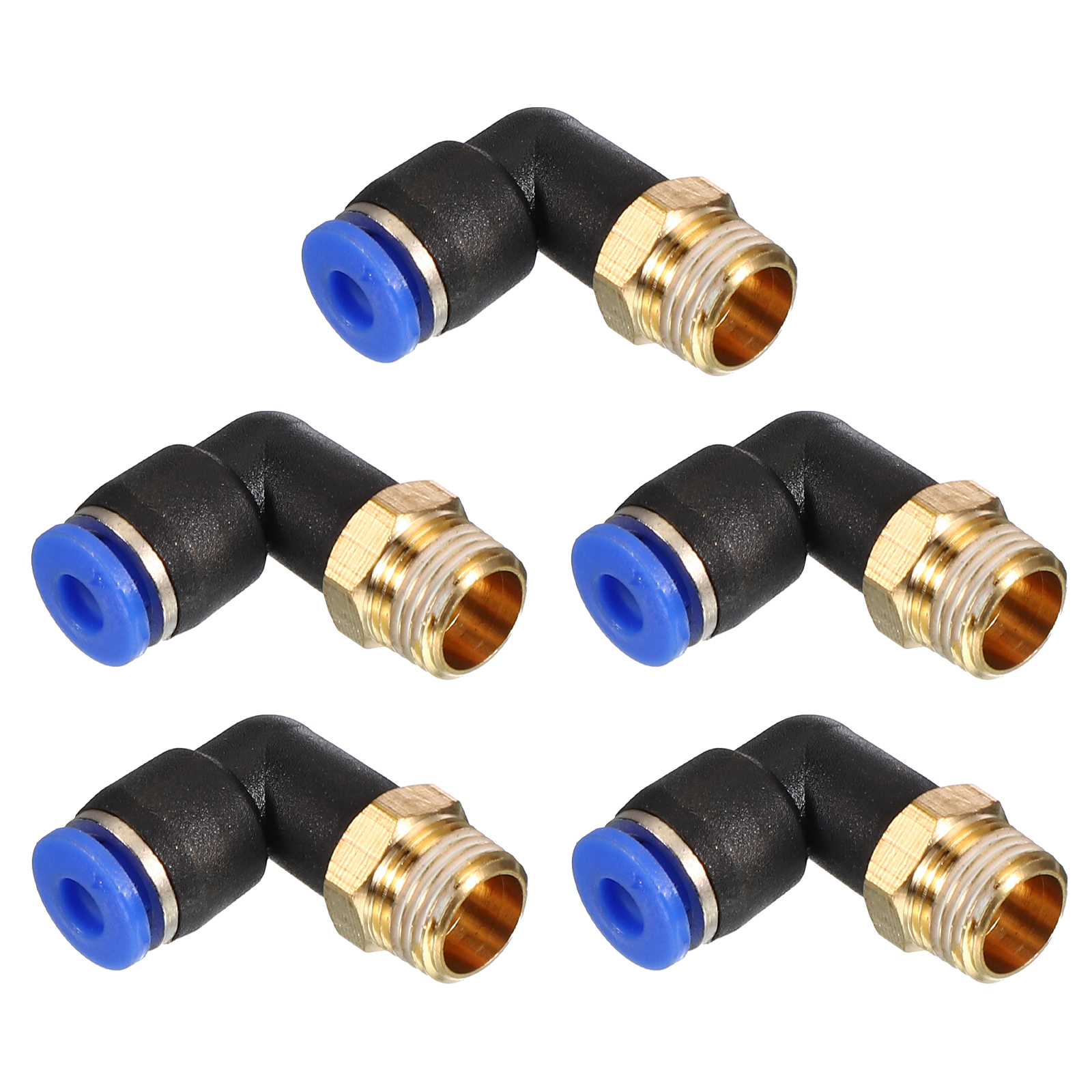 Uxcell 1/8" Push to Connect Fitting 5 Pack PT Male Thread 90 Degree Connect 4mm Tubing Elbow ...