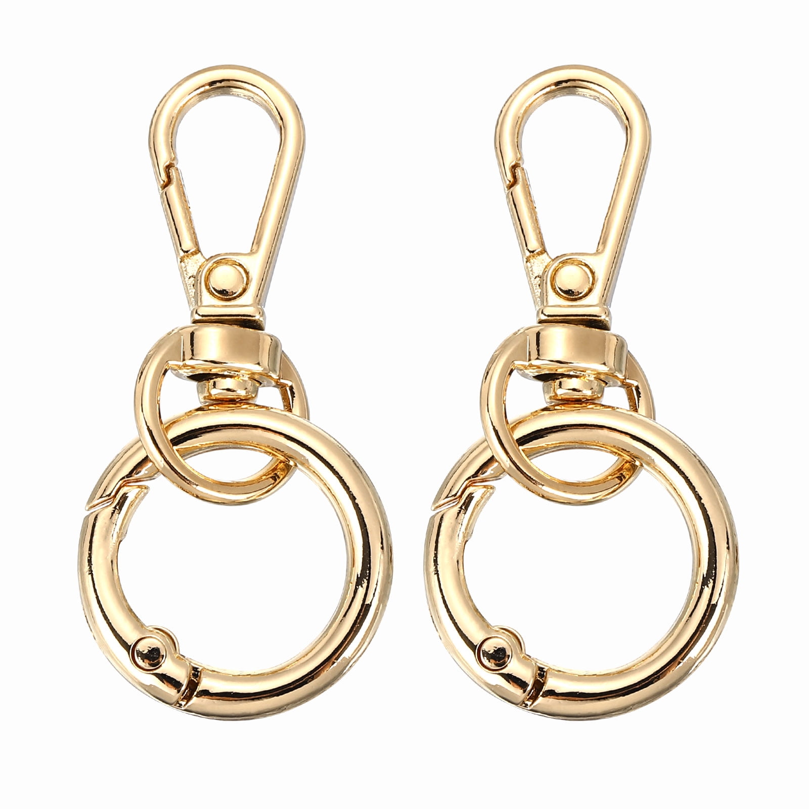 Uxcell 1.8" Swivel Snap Hooks with Key Rings, 2Pcs Double Opening Metal ...