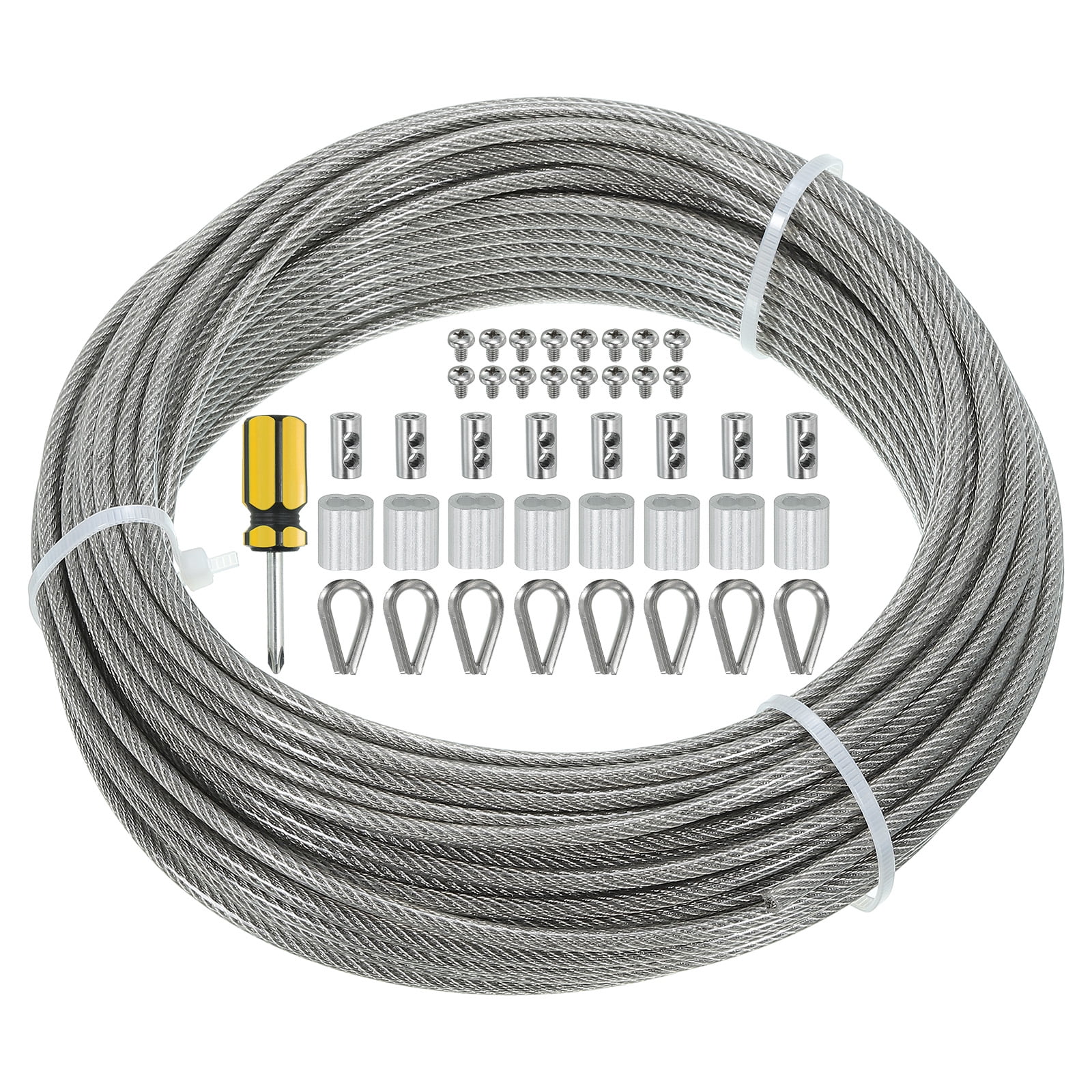 Uxcell 1/8" Wire Cable, 66ft Stainless Steel Wire Rope Kit for Deck ...