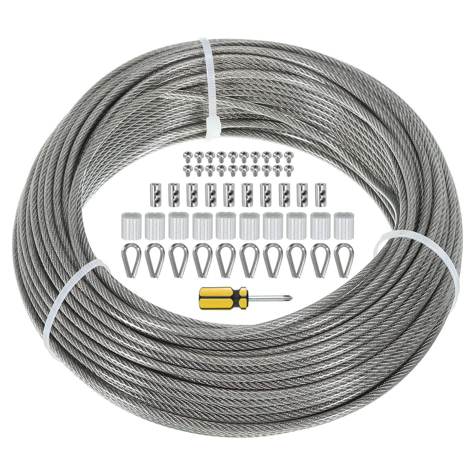 Uxcell 1/8" Wire Cable, 98ft Stainless Steel Wire Rope Kit for Deck ...