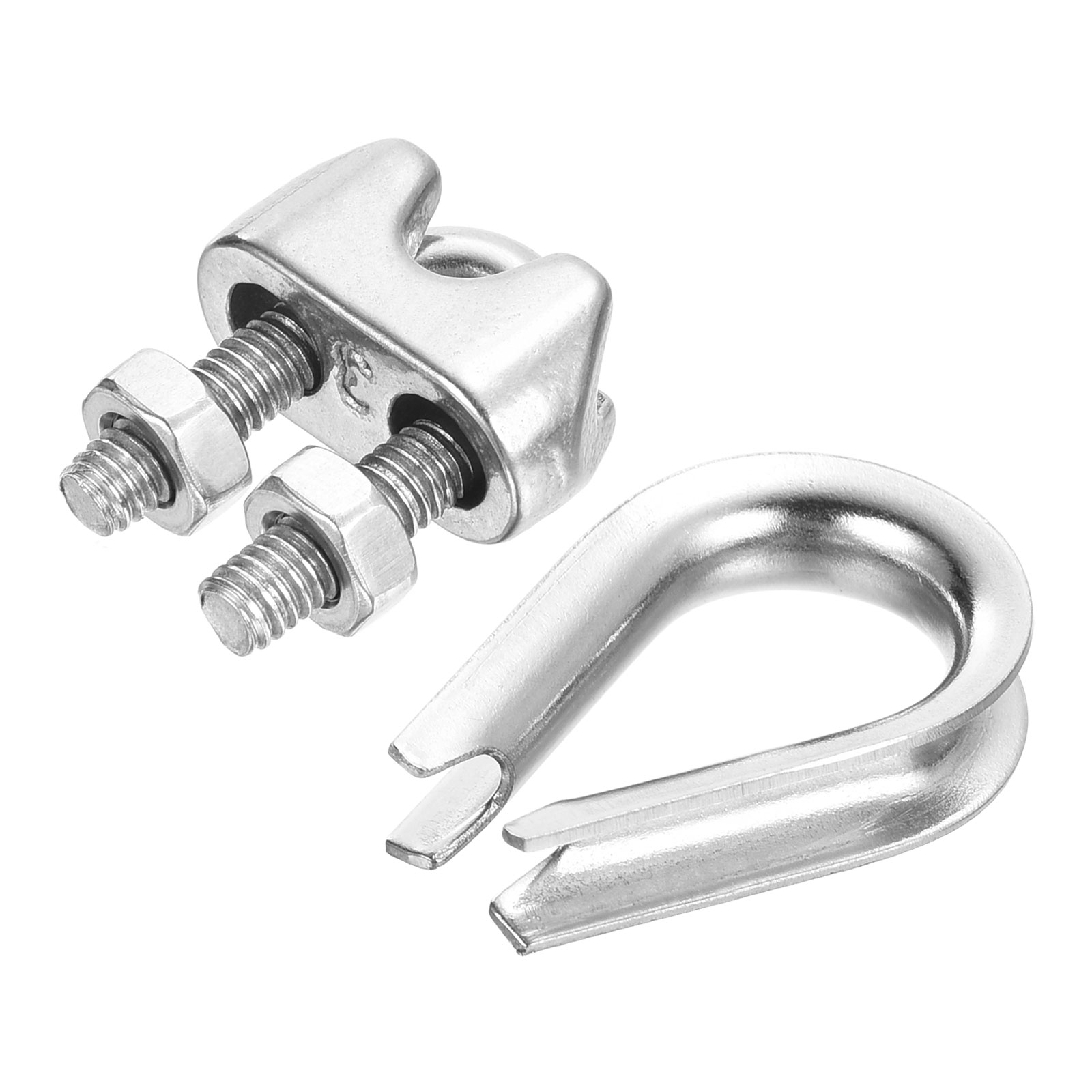 Uxcell 1/8" Wire Rope Kit, 60 Pack M3 Stainless Steel Thimbles & Clamps ...