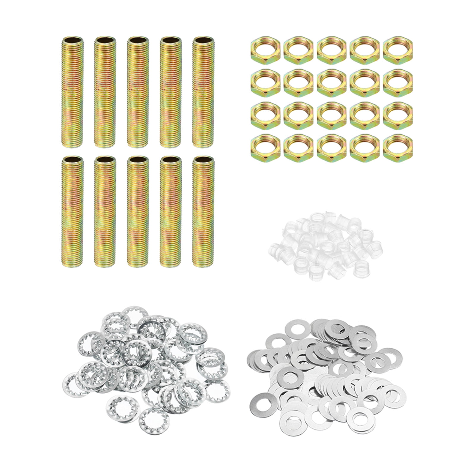 Uxcell 1/8IP Thread 1.97" Lamp Pipe Kit with Nuts Washers Fasteners ...