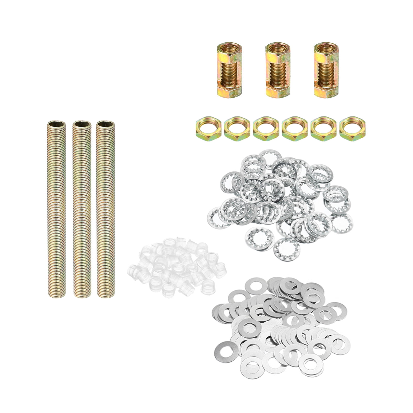 Uxcell 1/8IP Thread 3.94" Lamp Pipe Kit with Nuts Washers Fasteners ...