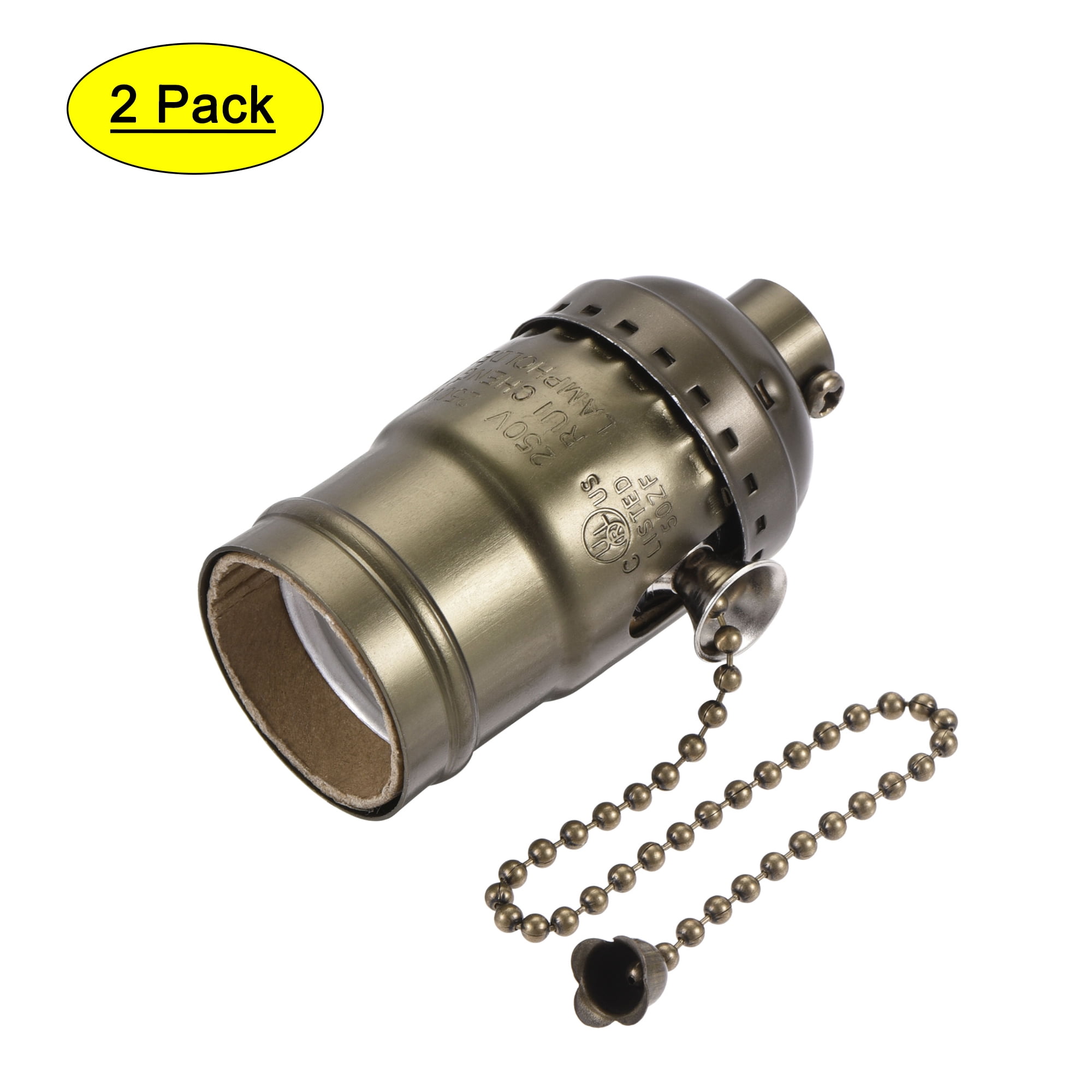 Uxcell 1/8IP Thread Screw Pull Switch Bulb Holder E26 E27 Lamp Socket ...