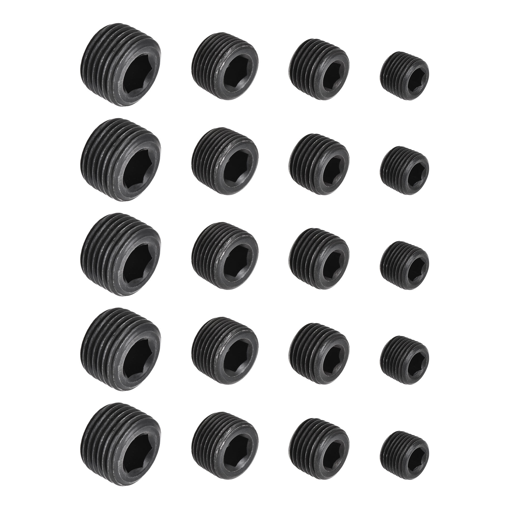 Uxcell 1/8NPT 1/4PT 3/8PT 1/2PT Male Thread Carbon Steel Internal Hex ...