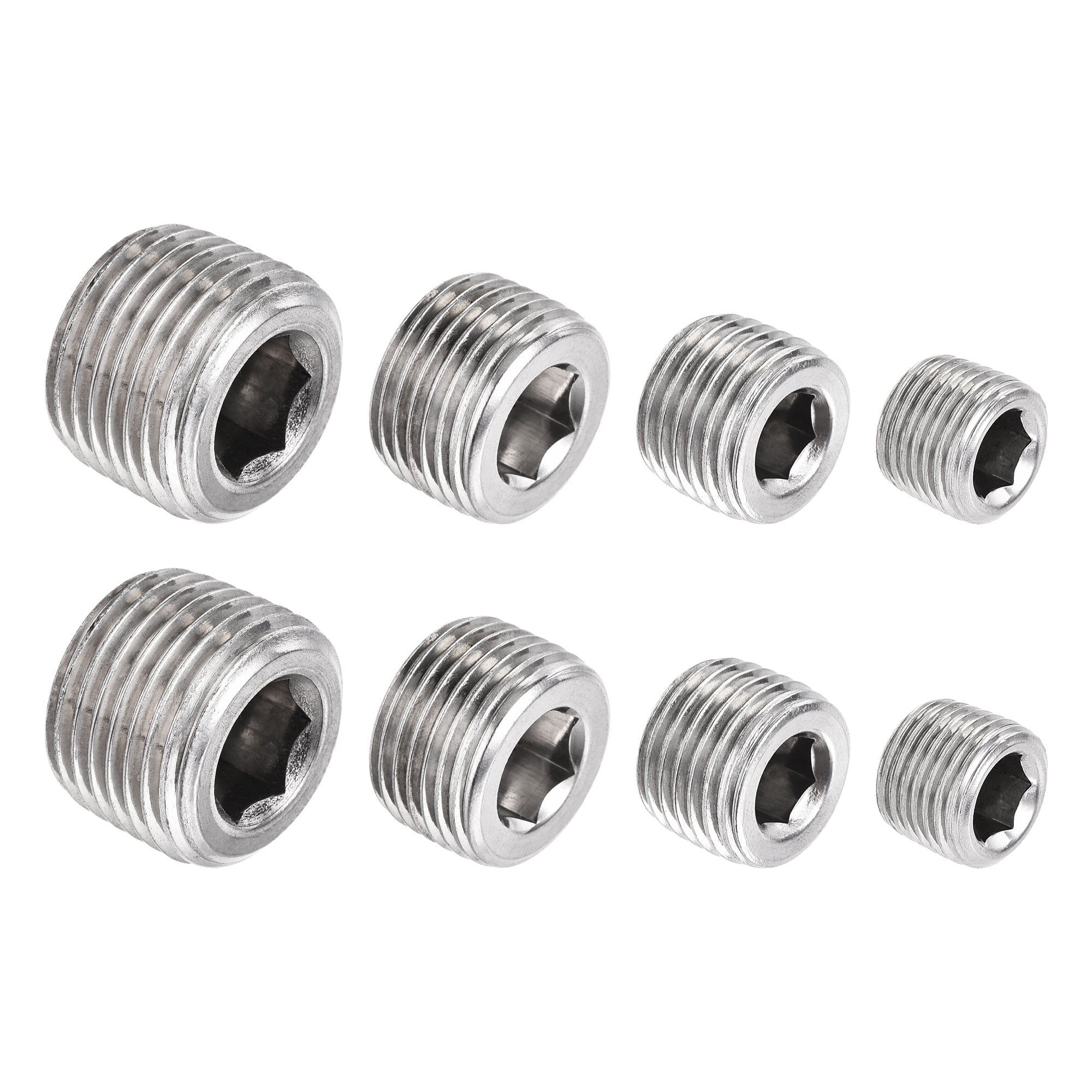 Uxcell 1/8PT 1/4PT 3/8PT 1/2PT Male Thread Stainless Steel Internal Hex ...