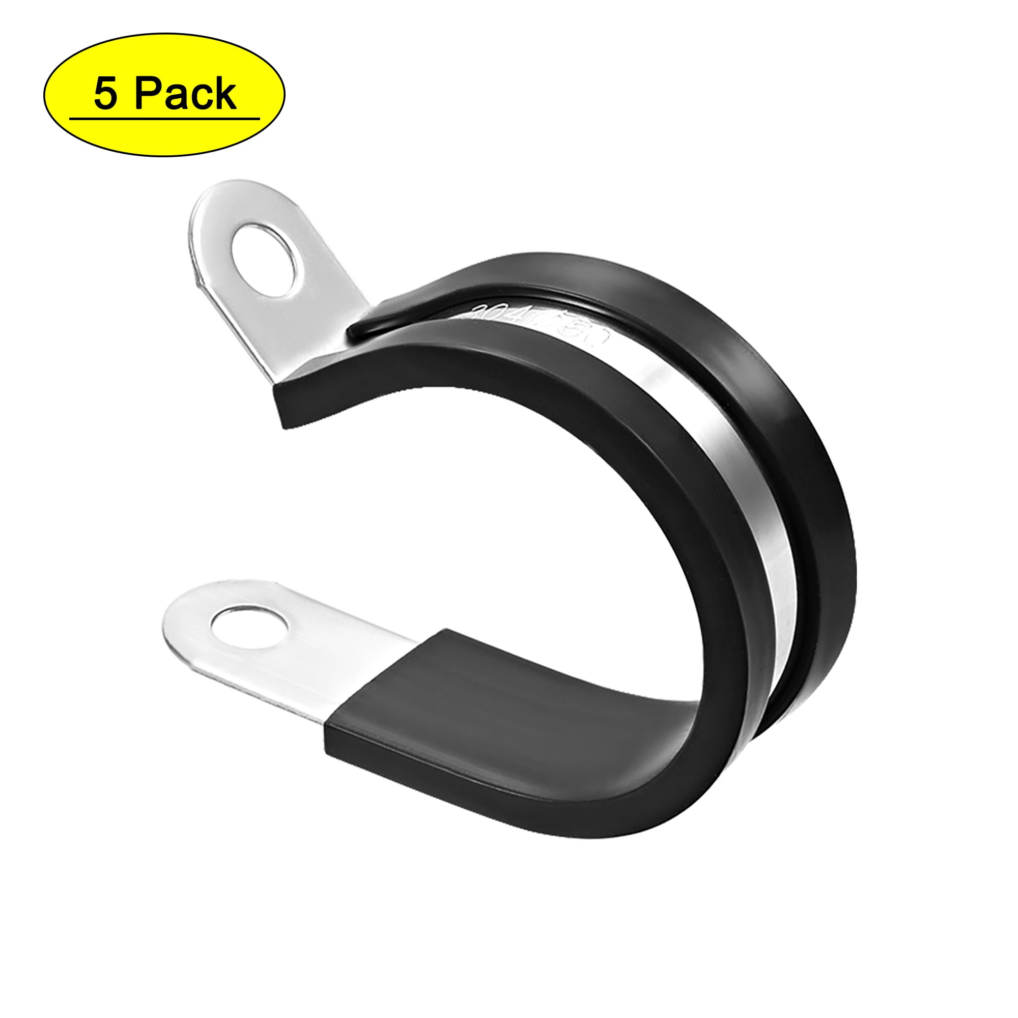 Uxcell 1.97'' R Shape Rubber Cushioned Insulated Clamps 304 Stainless ...