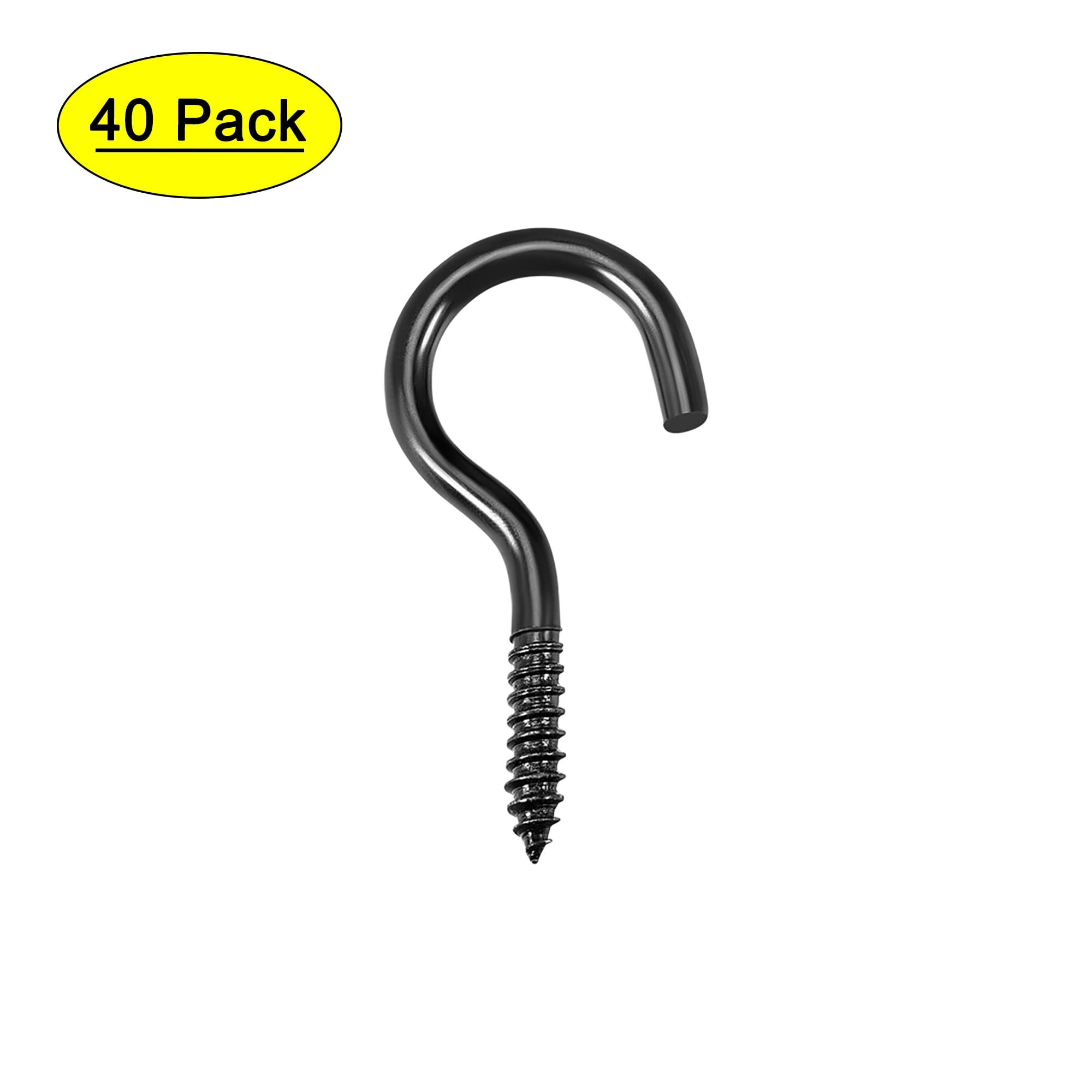 Uxcell 1" Eye Hooks Self Tapping Screw-in Hanger Eye-Shape Hooks Carbon ...