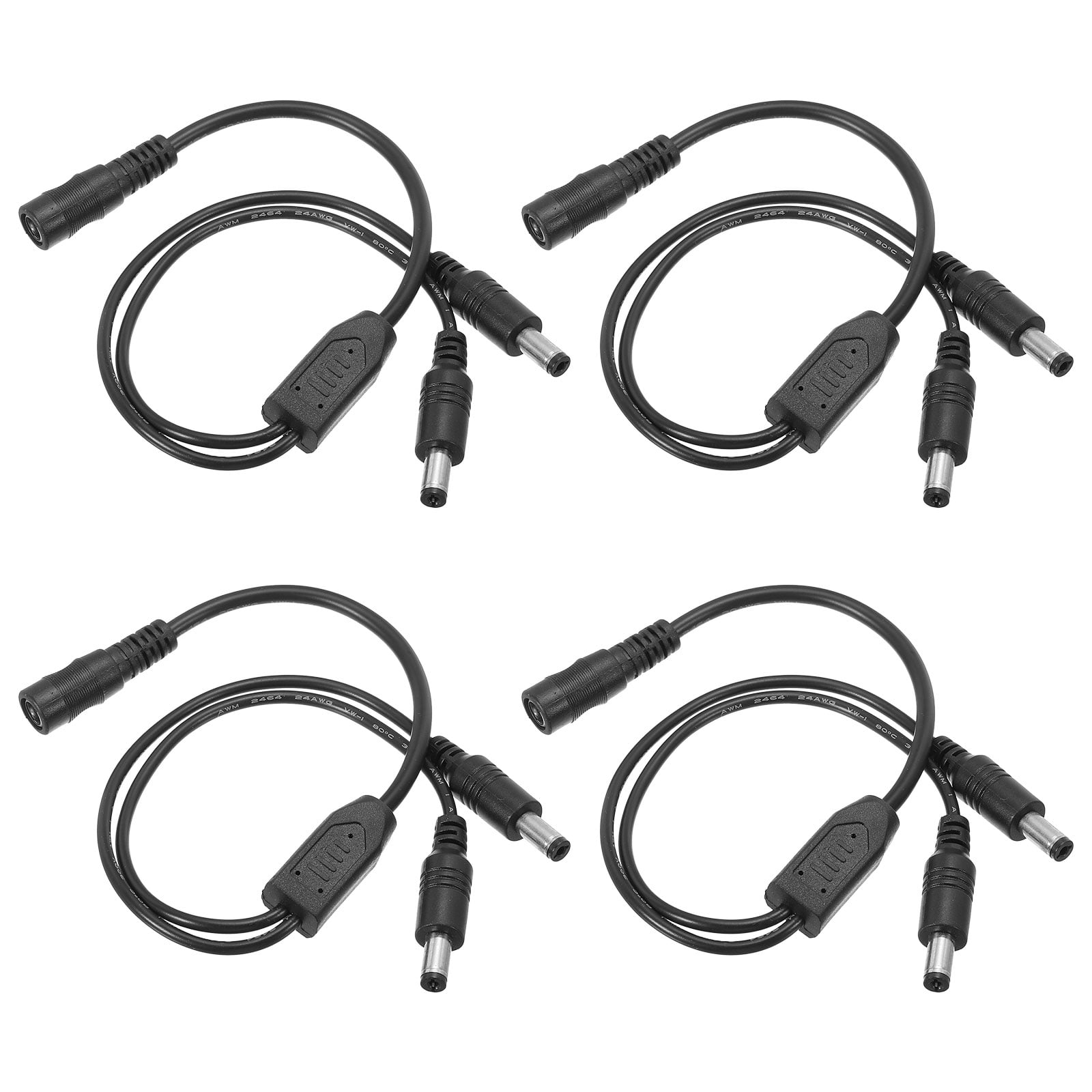 Uxcell 1 Female to 2 Male DC Power Splitter Cable, 4 Pack 5.5mmx2.1mm Y ...