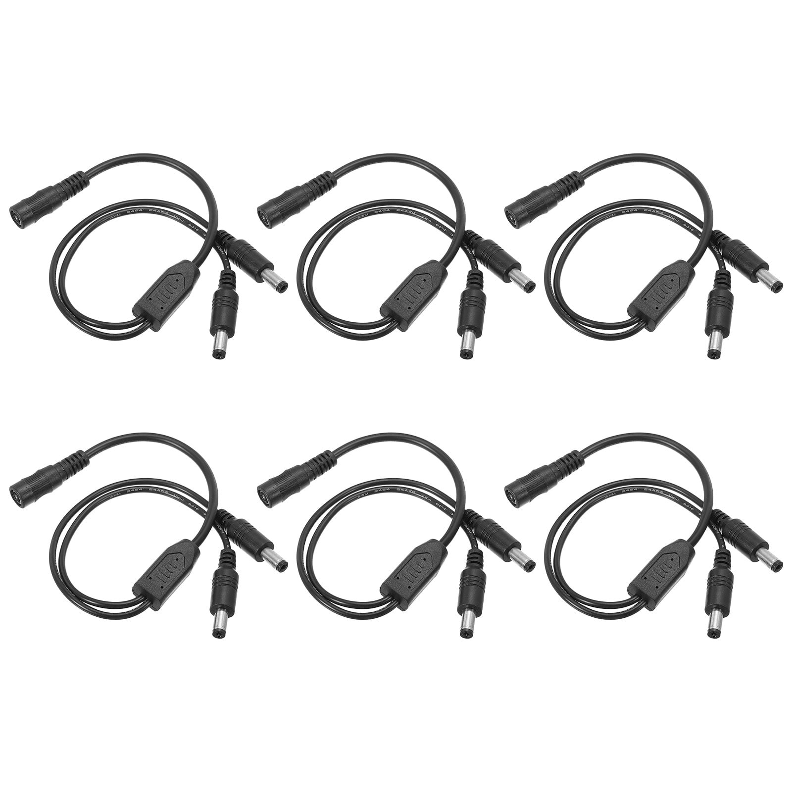 Uxcell 1 Female to 2 Male DC Power Splitter Cable, 6 Pack 5.5mmx2.1mm Y ...