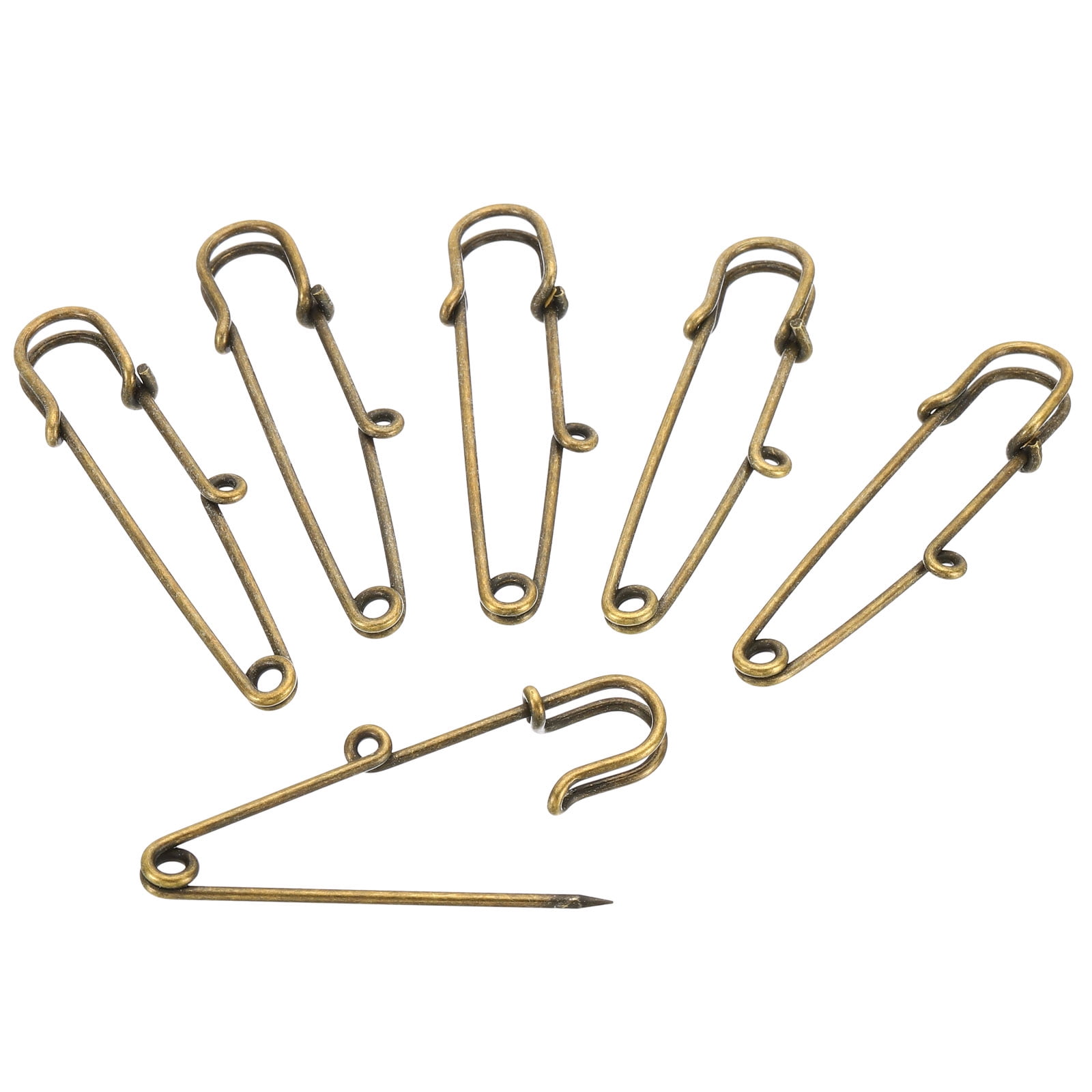 Uxcell 1 Holes Brooch Pins 2.2 Inch Metal Decorative Collar Safety Pins ...