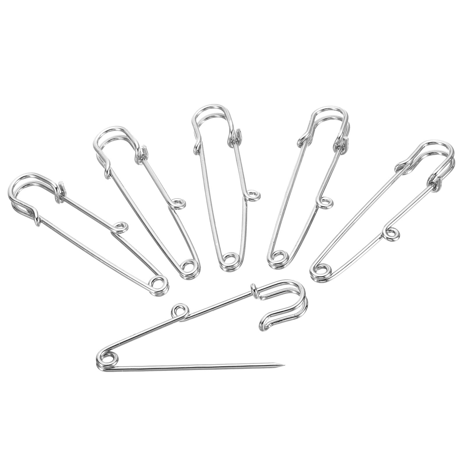 Uxcell 1 Holes Brooch Pins 2.2 Inch Metal Decorative Collar Safety Pins ...