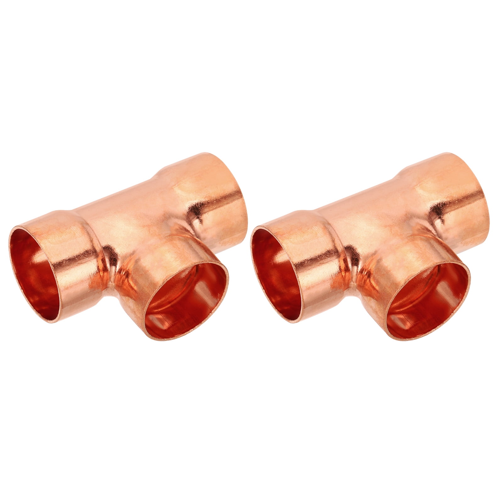 Uxcell 1" ID 1mm Thick Tee Copper Fitting, 2pcs 99.9% 3 Way Pure Copper ...