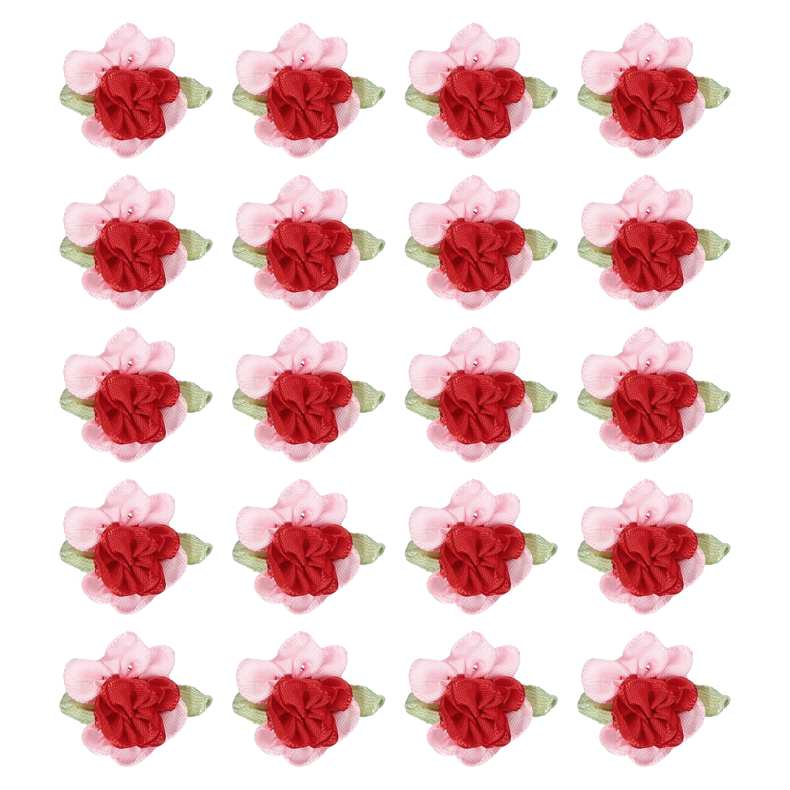 Uxcell 1 Inch Ribbon Flowers Bows for Crafts Mini Satin Roses Flowers ...