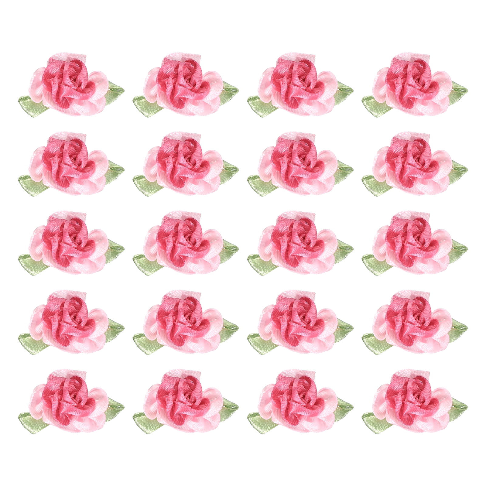 Uxcell 1 Inch Ribbon Flowers Bows for Crafts Mini Satin Roses Flowers ...