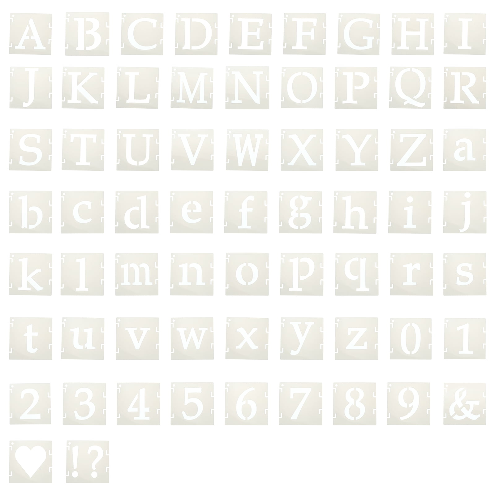 Uxcell 1" Letter Number Stencils, 65Pcs Square Interlock Reusable ...
