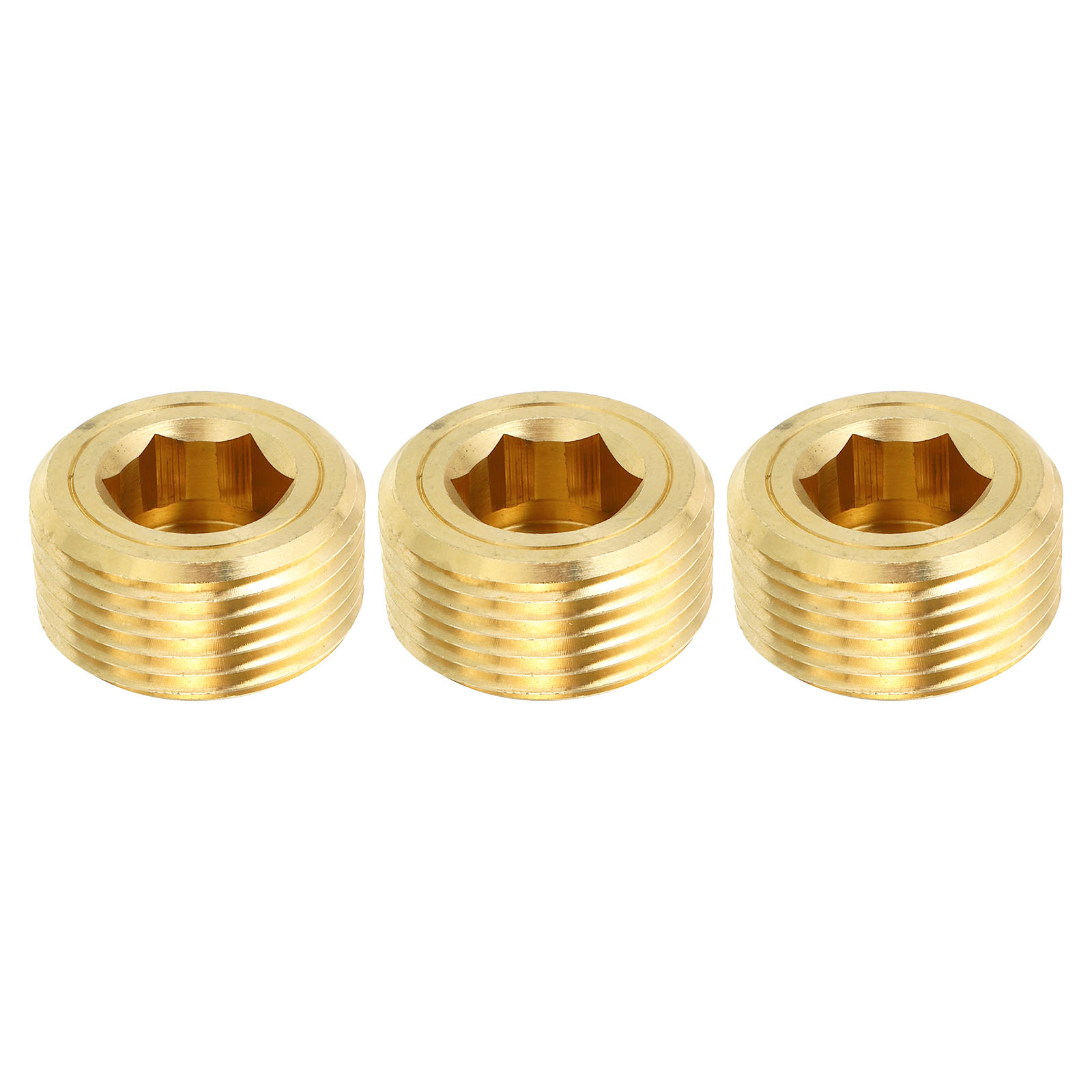 Uxcell 1" NPT Brass Hex Countersunk Plugs Counter Sunk Internal Hex ...