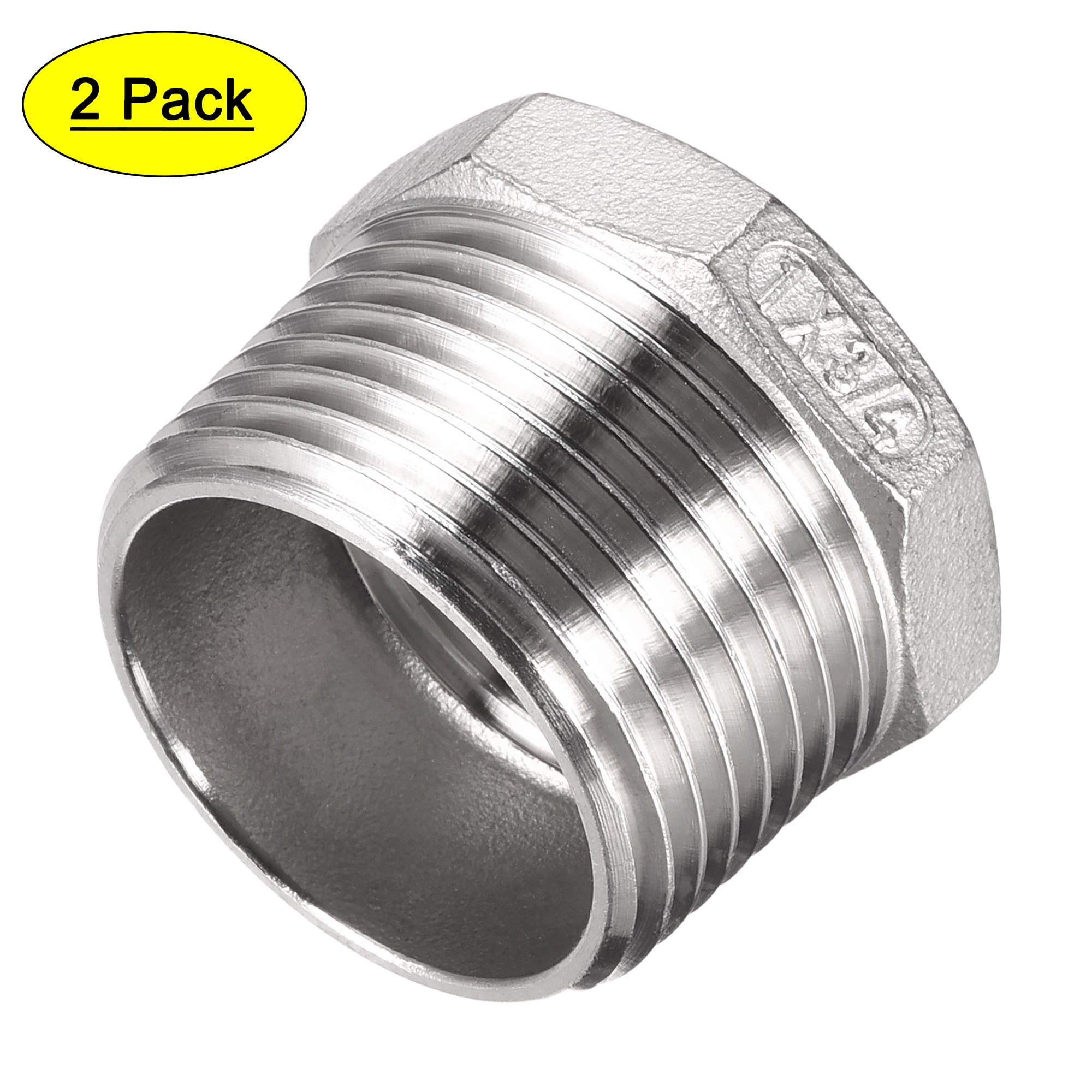 Uxcell 1 PT Male to 3/4 PT Female 304 Stainless Steel Pipe Fitting Reducing Hex Bushing 2 Pack ...