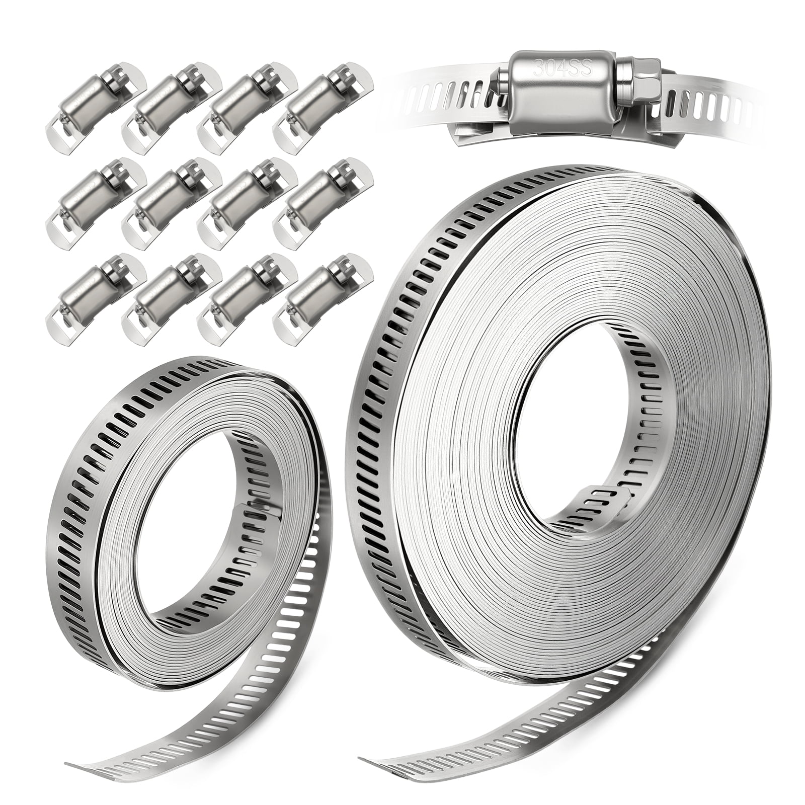 Uxcell 1 Pack 304 Stainless Steel Band Hose Clamps, DIY 50 Feet Metal ...