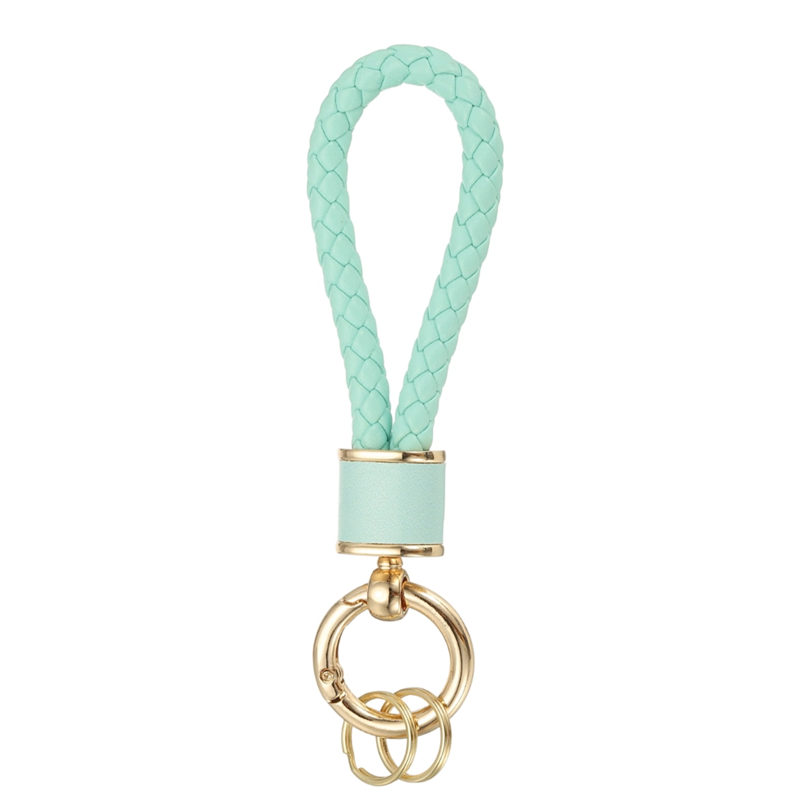 Uxcell 1 Pack Braided Leather Keychain, Keychain Ring Woven Strap ...