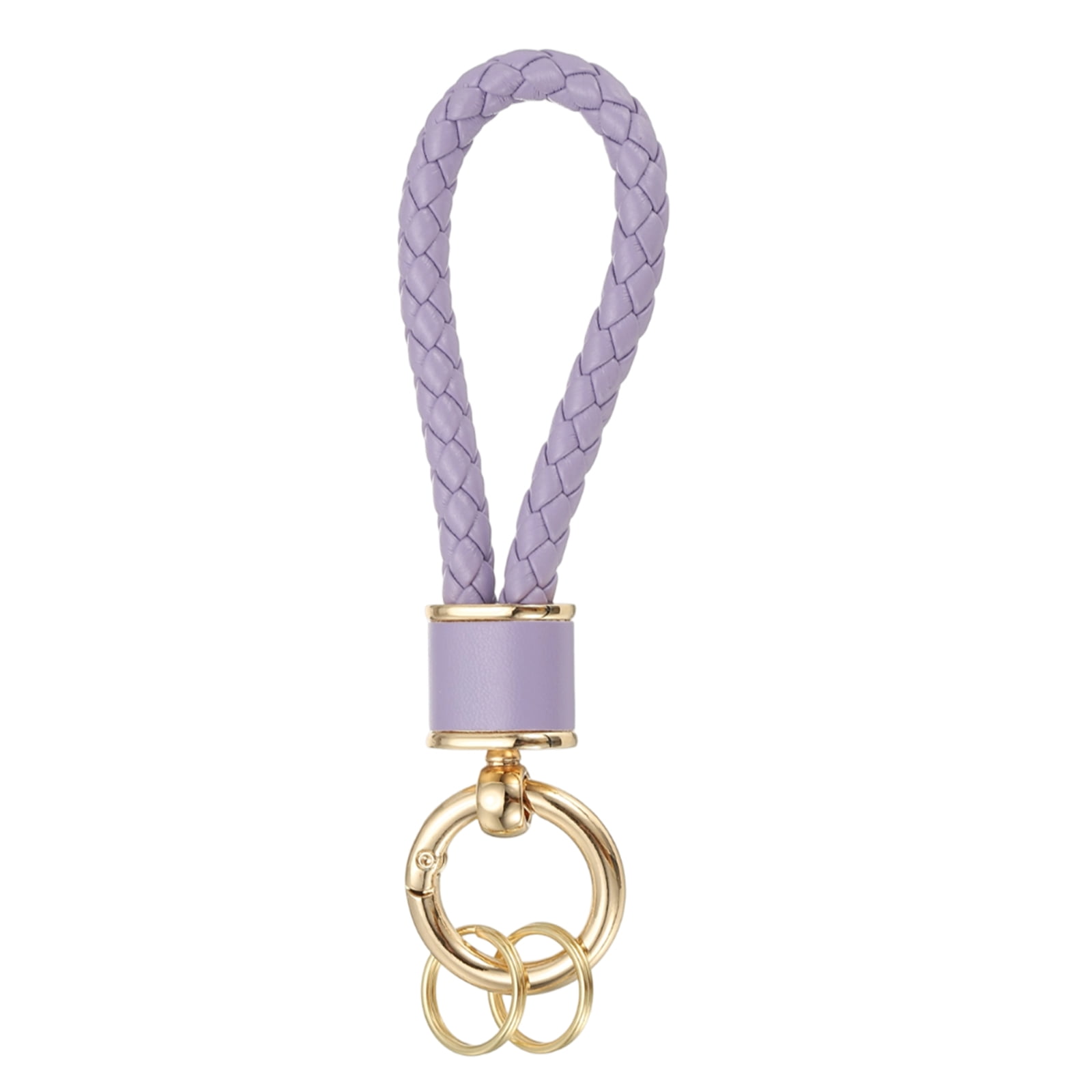 Uxcell 1 Pack Braided Leather Keychain, Keychain Ring Woven Strap ...