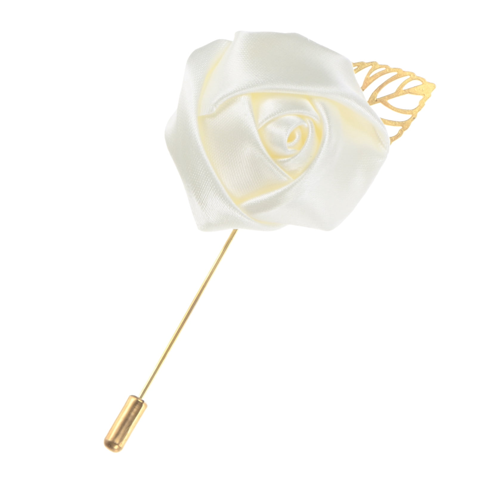 Uxcell 1-Pack Flower Lapel Pins for Men, Golden Leaf Rose Boutonnieres ...