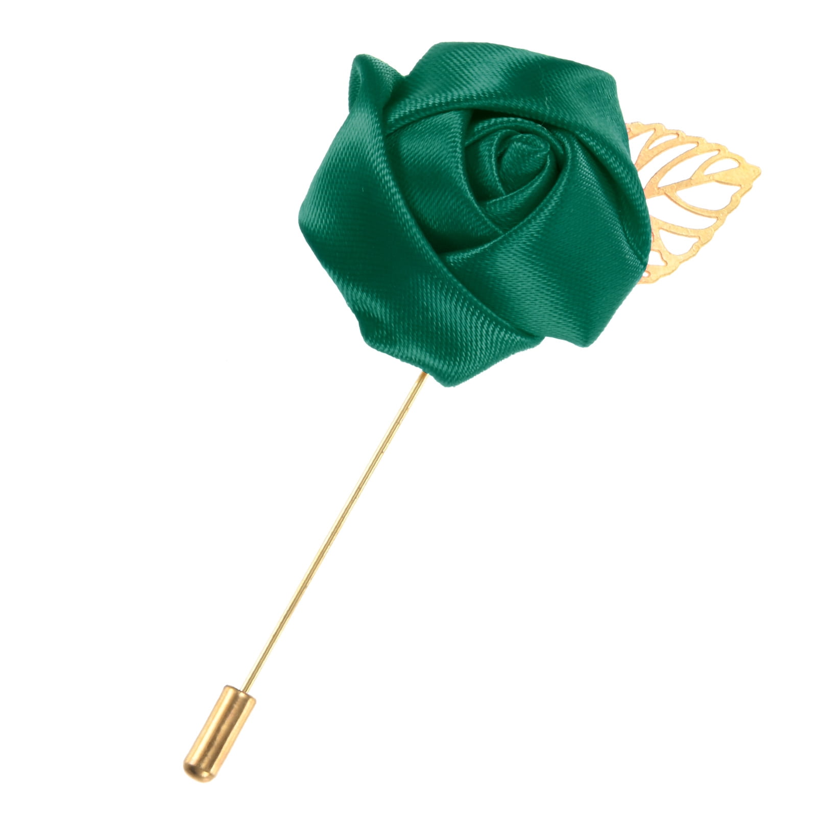 Uxcell 1-Pack Flower Lapel Pins for Men, Golden Leaf Rose Boutonnieres ...