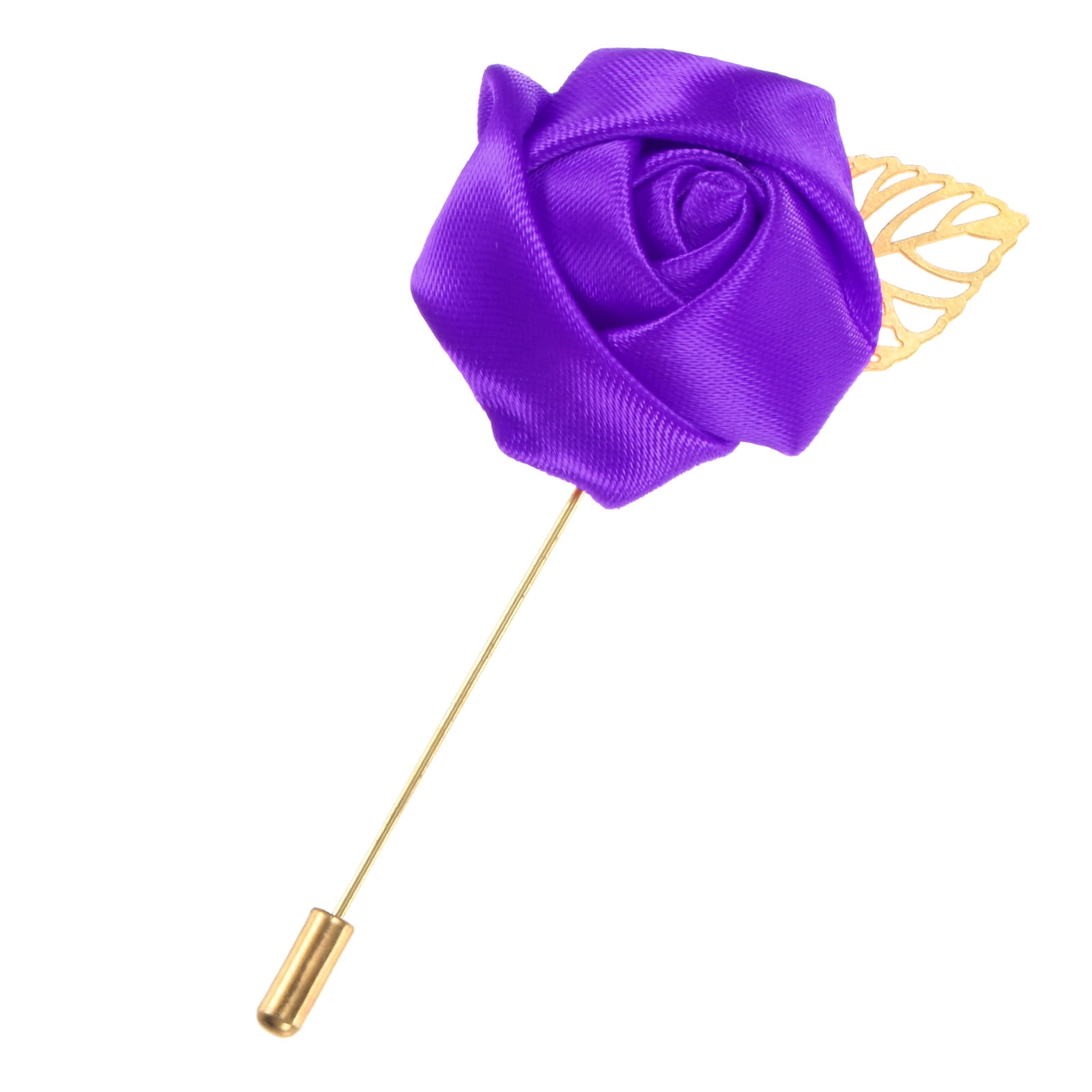 Uxcell 1-Pack Flower Lapel Pins for Men, Golden Leaf Rose Boutonnieres ...