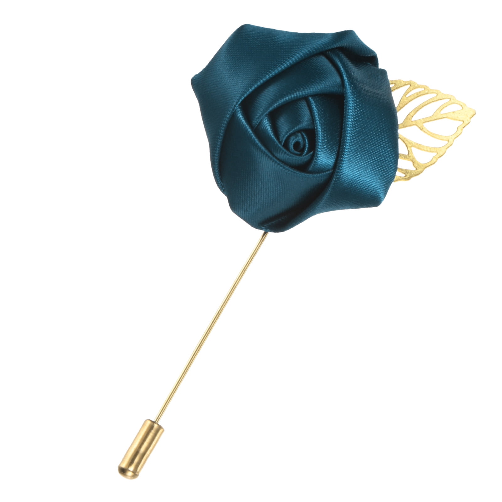Uxcell 1-Pack Flower Lapel Pins for Men, Golden Leaf Rose Boutonnieres ...