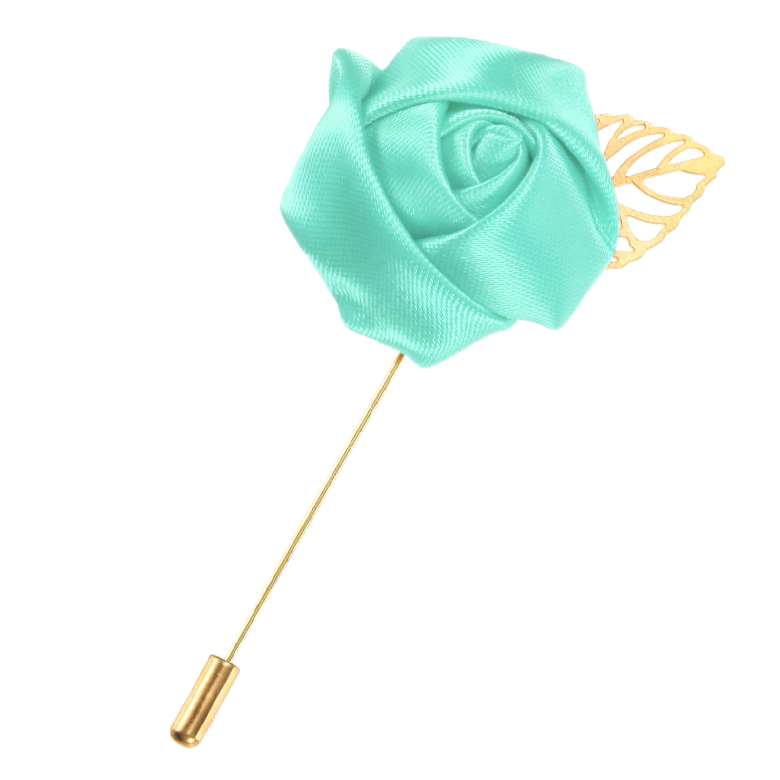 Uxcell 1-Pack Flower Lapel Pins for Men, Golden Leaf Rose Boutonnieres ...