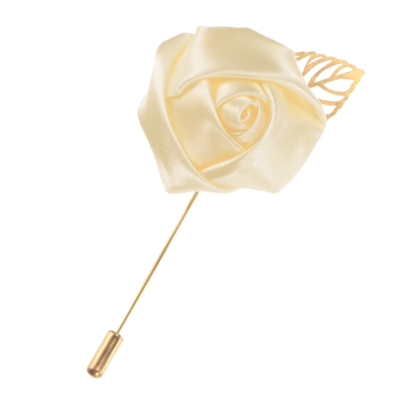 Uxcell 1-Pack Flower Lapel Pins for Men, Golden Leaf Rose Boutonnieres ...