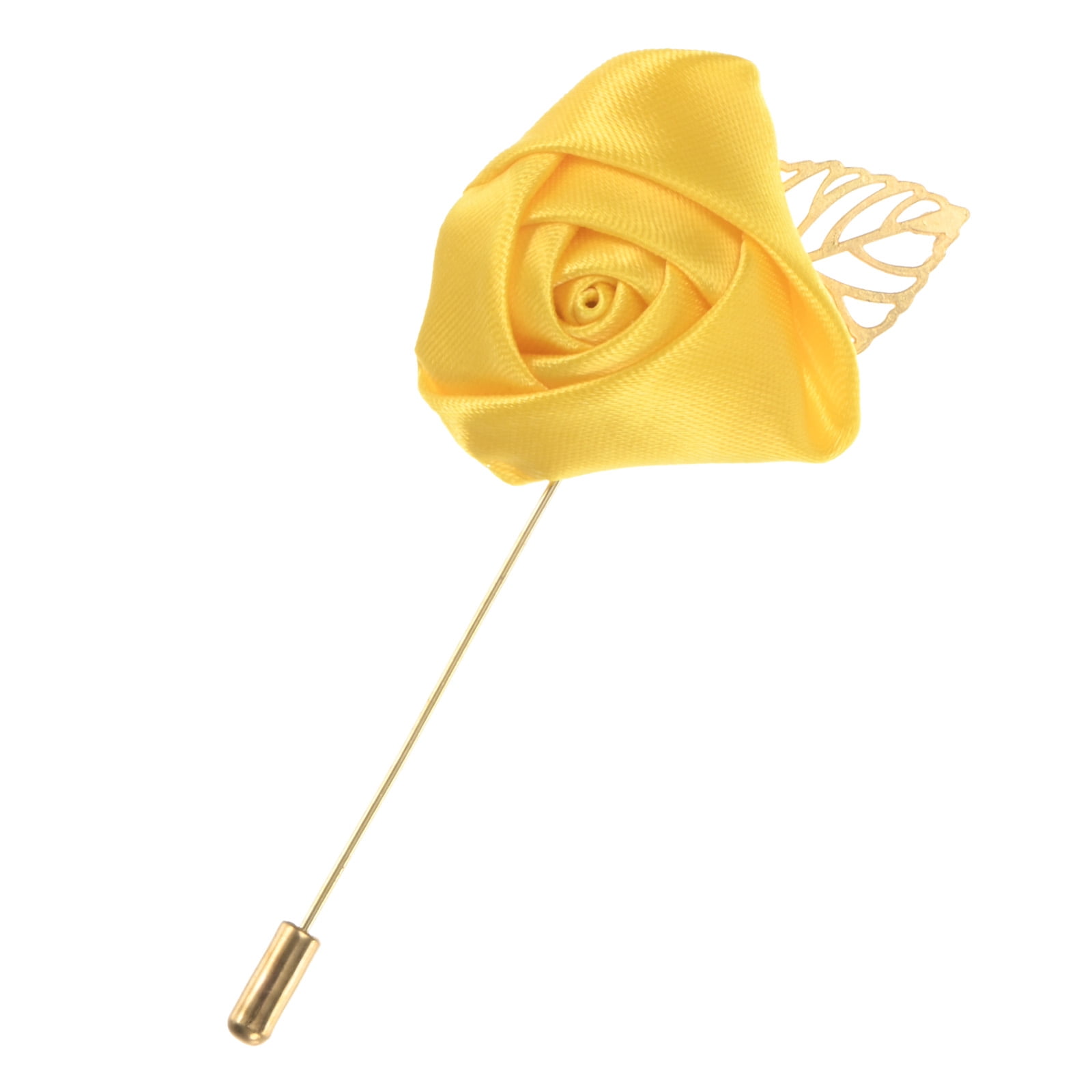 Uxcell 1-Pack Flower Lapel Pins for Men, Golden Leaf Rose Boutonnieres ...