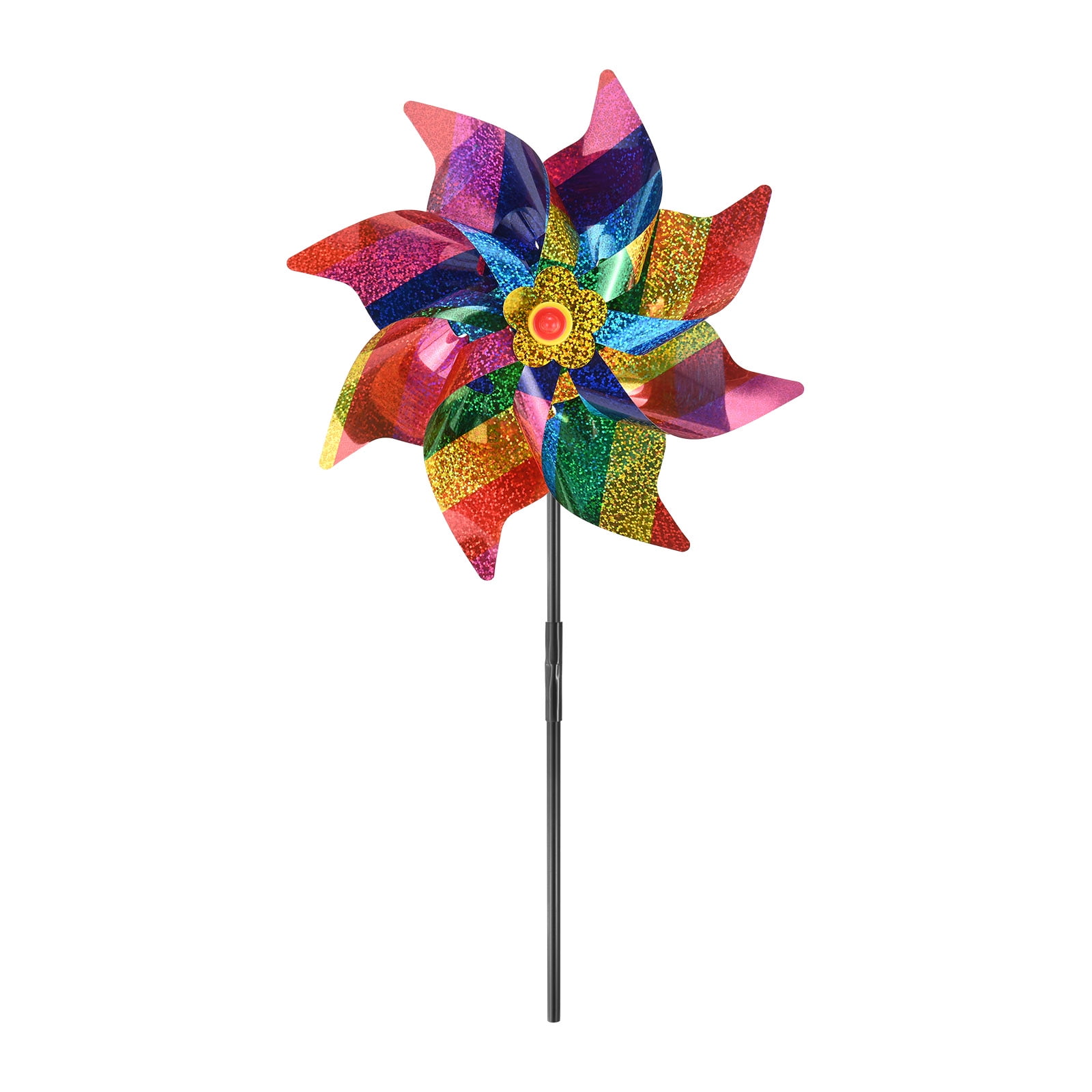 Uxcell 1-Pack Flower Wind Spinner Sparkly Lawn Pinwheels, 20 Inch ...