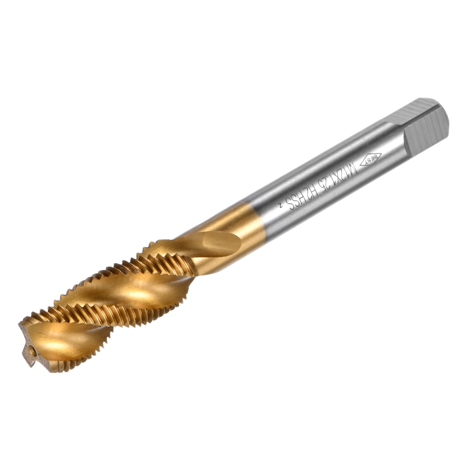 Uxcell 1-Pack M12x1.25mm Metric Spiral Flute Thread Tap, HSS Titanium ...