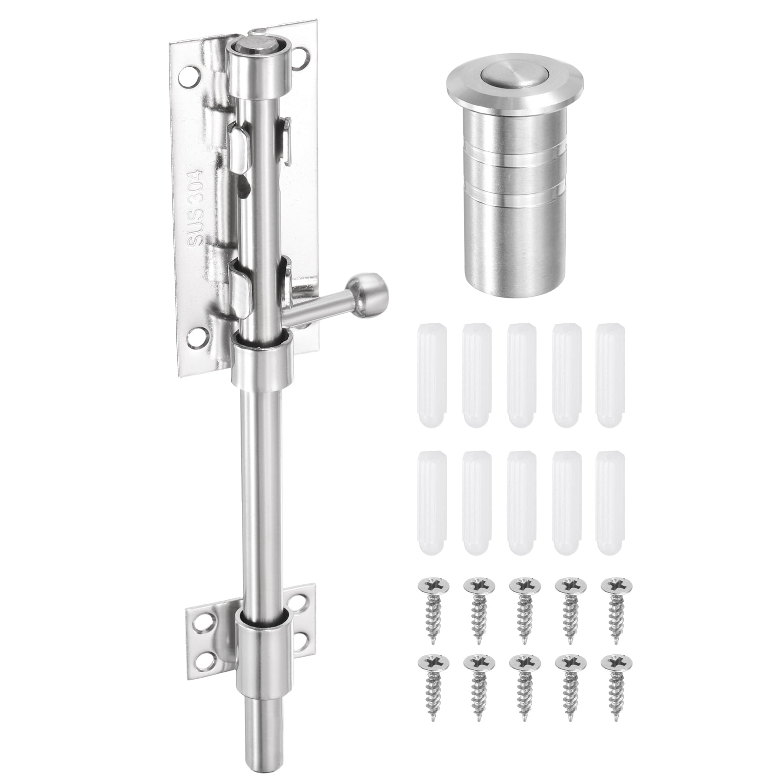 Uxcell 1-Pack Slide Bolt Latch, 6 in 304 Stainless Steel Barrel Bolt ...