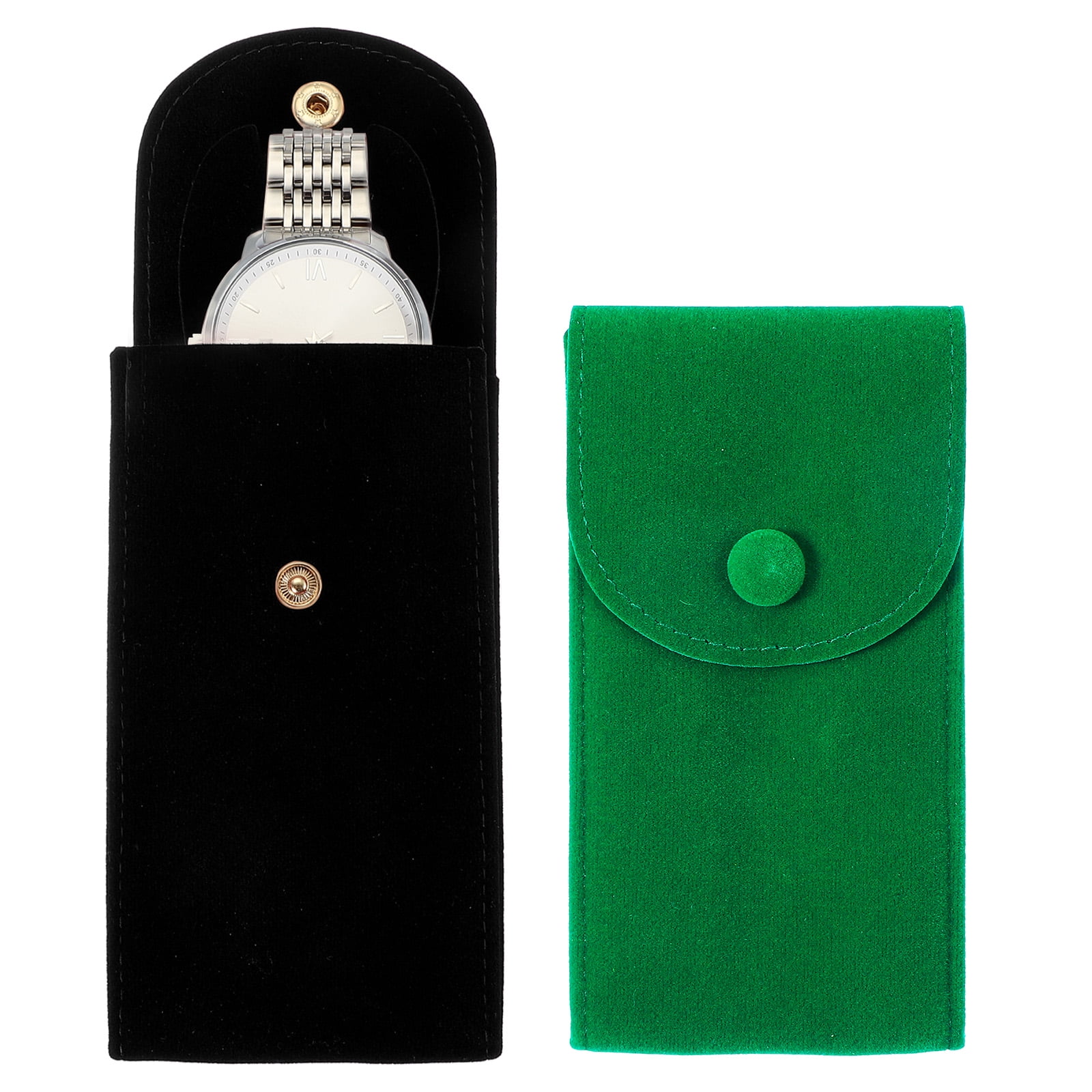 Uxcell 2 Pcs Velvet Watch Pouch, Portable Watch Travel Case Soft Watch ...