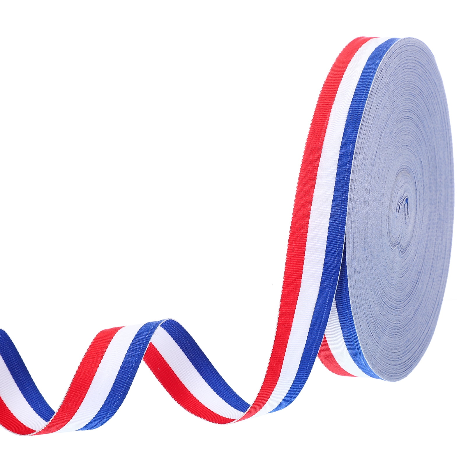Uxcell 1" Red White Blue Striped Grosgrain Ribbon, 55 Yard Polyester ...
