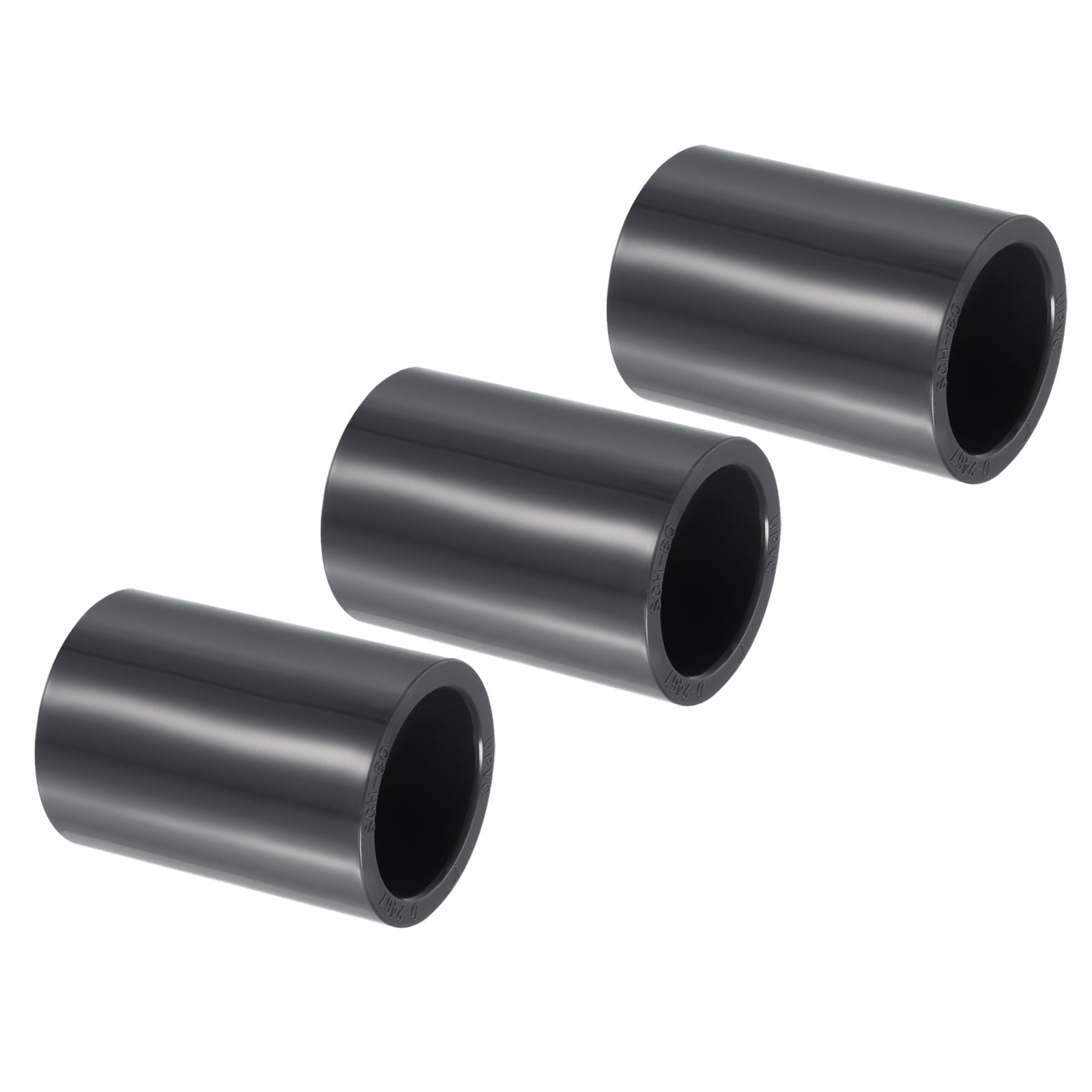 Uxcell SCH80 Pipe Fitting Straight Socket Coupling Connector, Grey 1" 3 ...