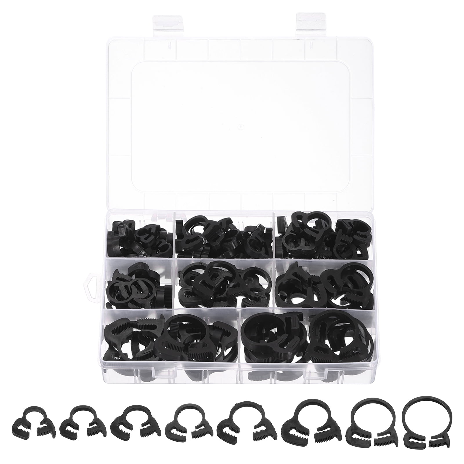 Uxcell 1 Set 121 Pack Plastic Adjustable Double Snap Grip Hose Clamps ...