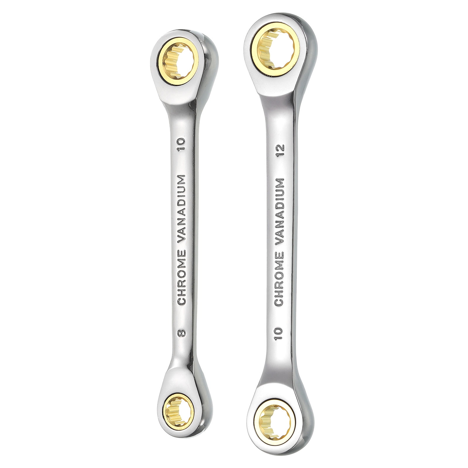 Uxcell 1 Set Double Box End Ratcheting Wrench 8 x 10mm / 10 x 12mm ...
