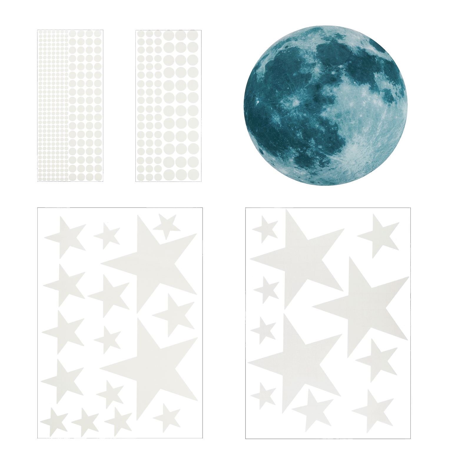Uxcell 1 Set Glow in The Dark Ceiling Star Stickers, Moon and Stars ...