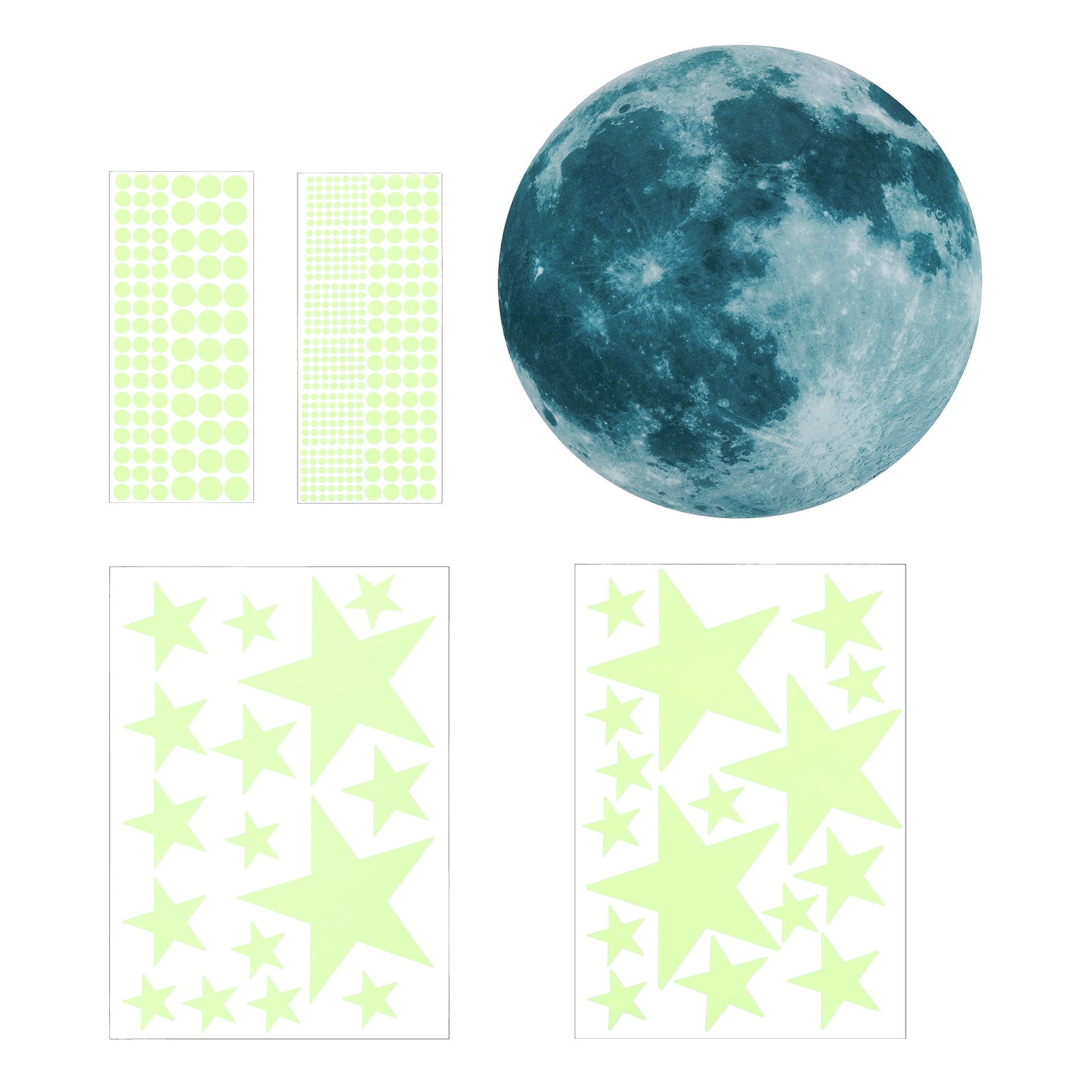 Uxcell 1 Set Glow in The Dark Ceiling Star Stickers, Moon and Stars ...