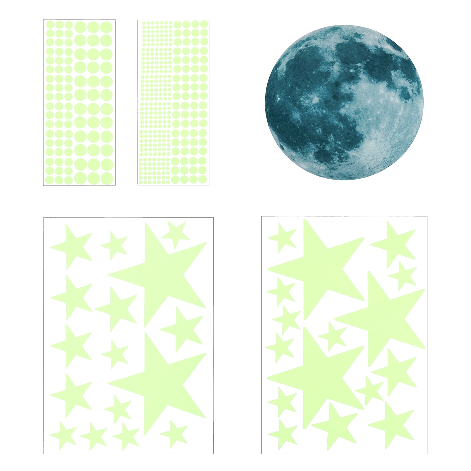 Uxcell 1 Set Glow in The Dark Ceiling Star Stickers, Moon and Stars ...
