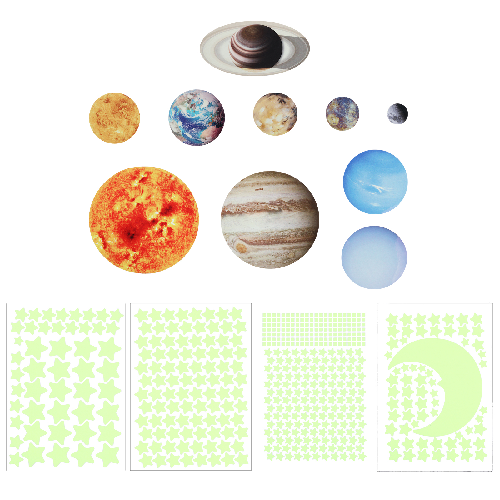 Uxcell 1 Set Glow in The Dark Solar System Stickers, Glow Star and ...