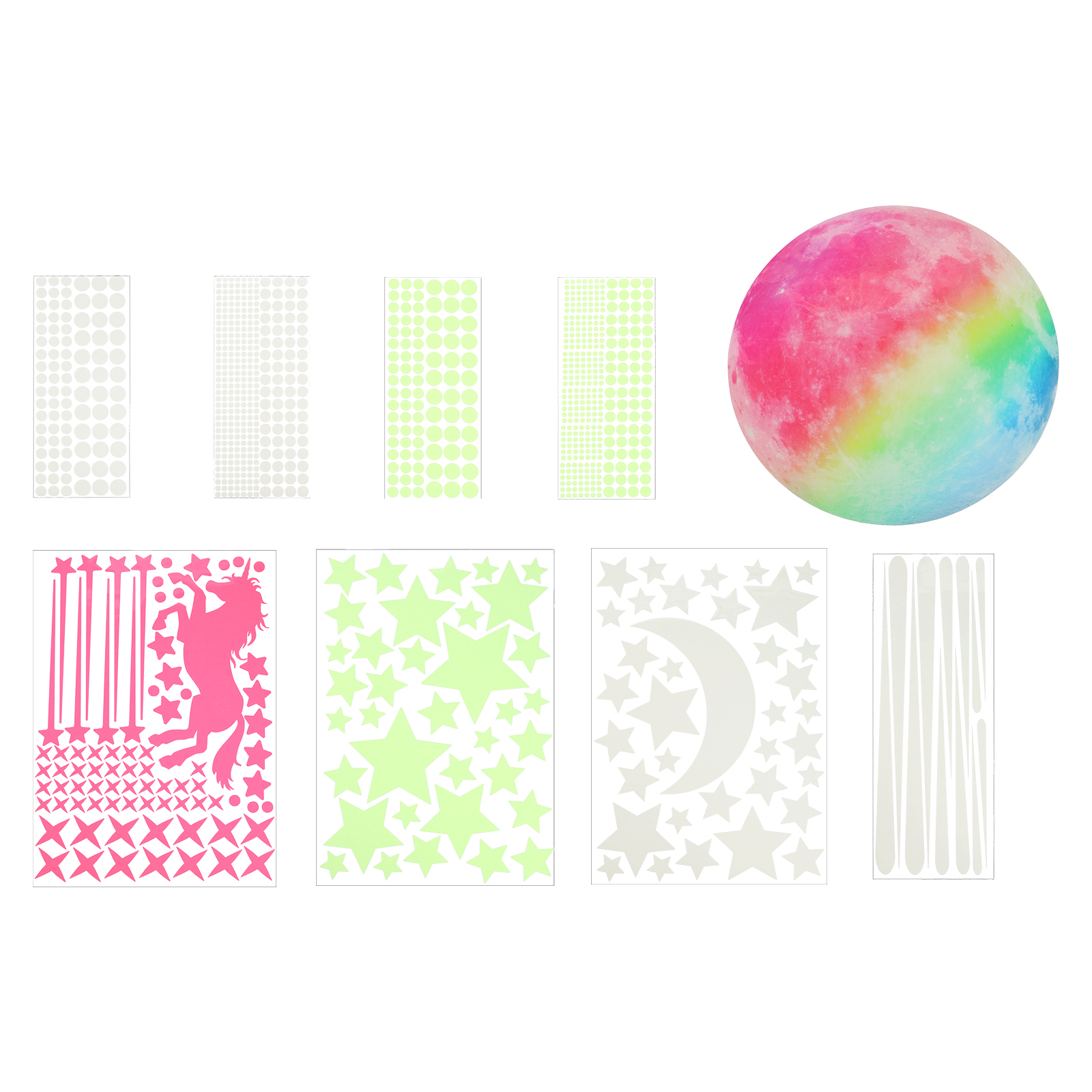 Uxcell 1 Set Glow in The Dark Stickers, Moon Stars and Pony Wall Decals ...