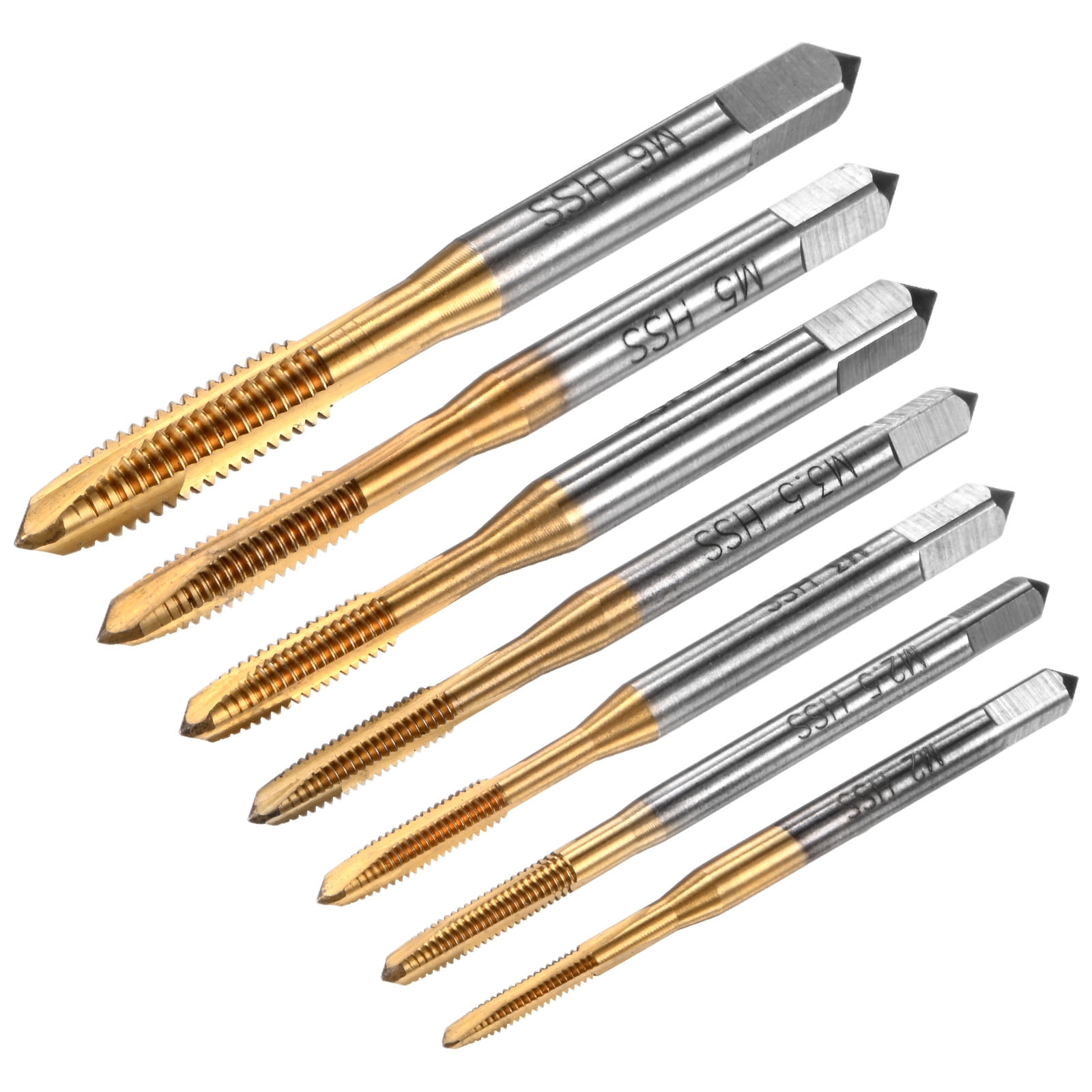 Uxcell 1-Set Metric Thread Tap, HSS Titanium Coated M2 M2.5 M3 M3.5 M4 ...